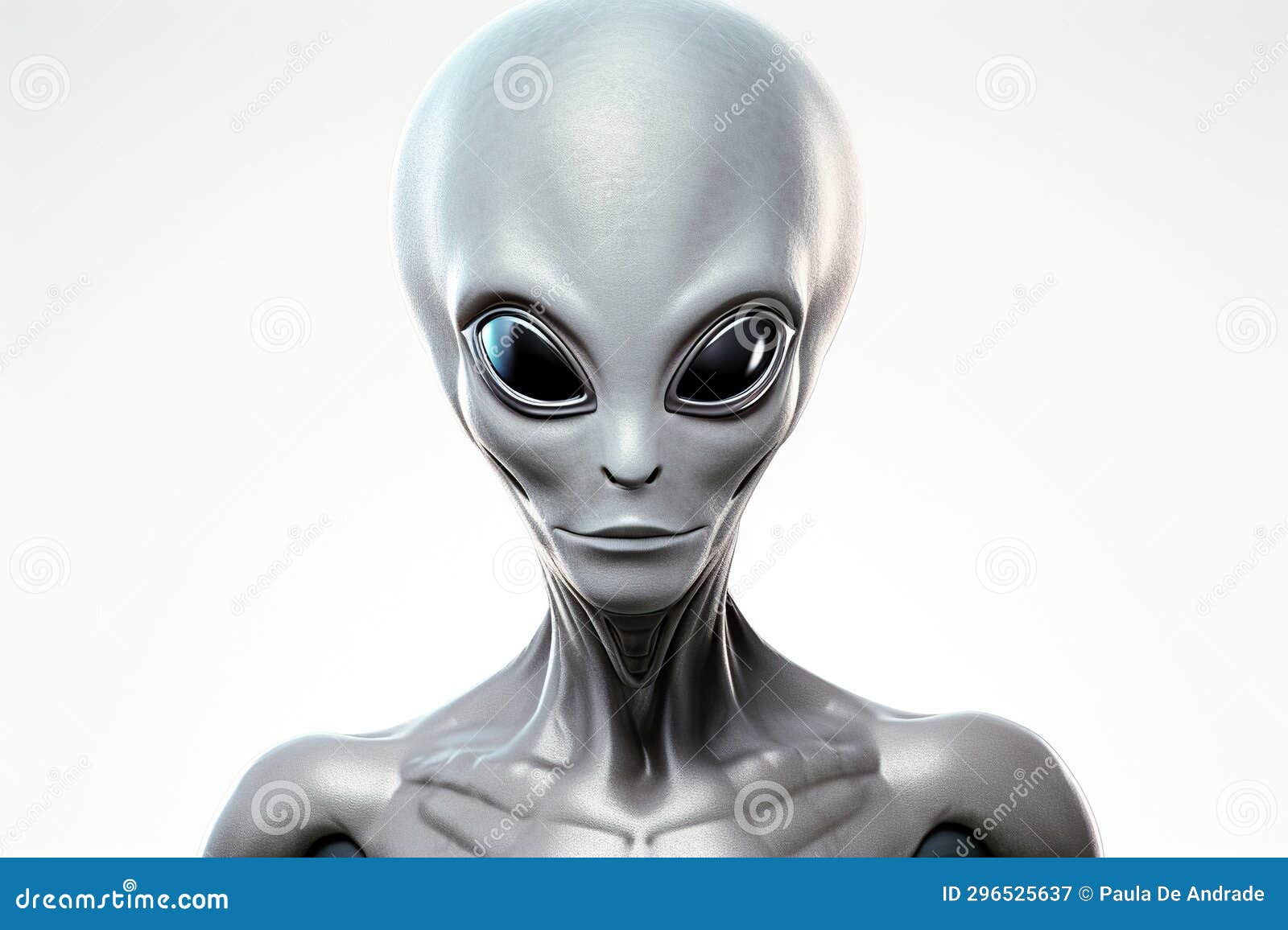 Silver Alien on White Background Stock Image - Image of horror, figure ...