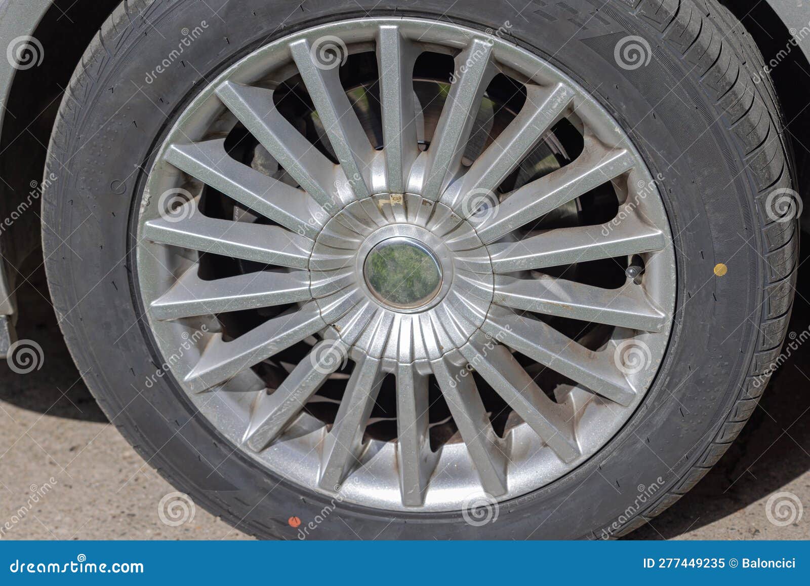 Silver Alloy Wheel stock image. Image of modern, centre - 277449235
