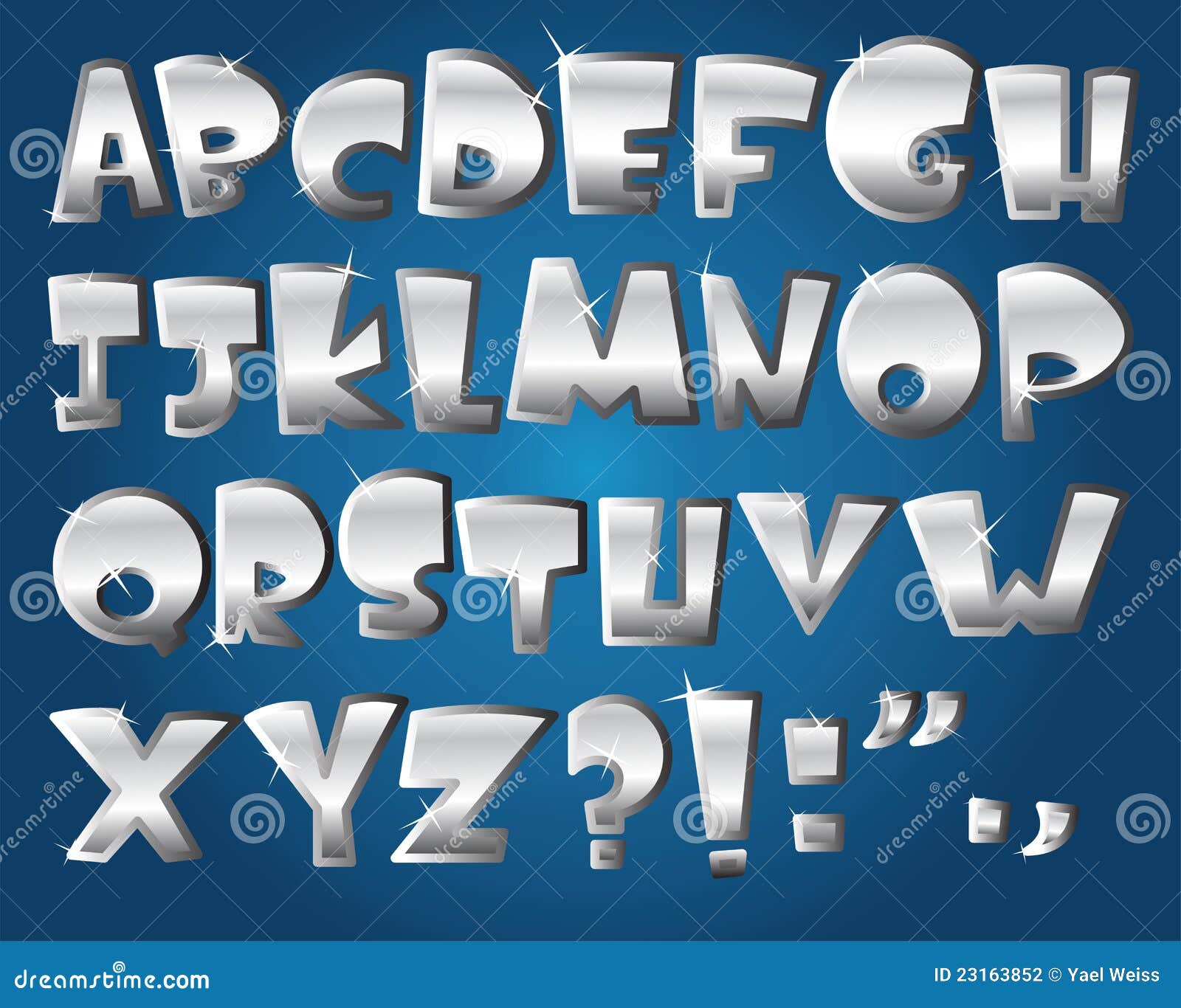 Silver Alphabet. 3d Text Templates Realistic Luxury Gradients Letters ...