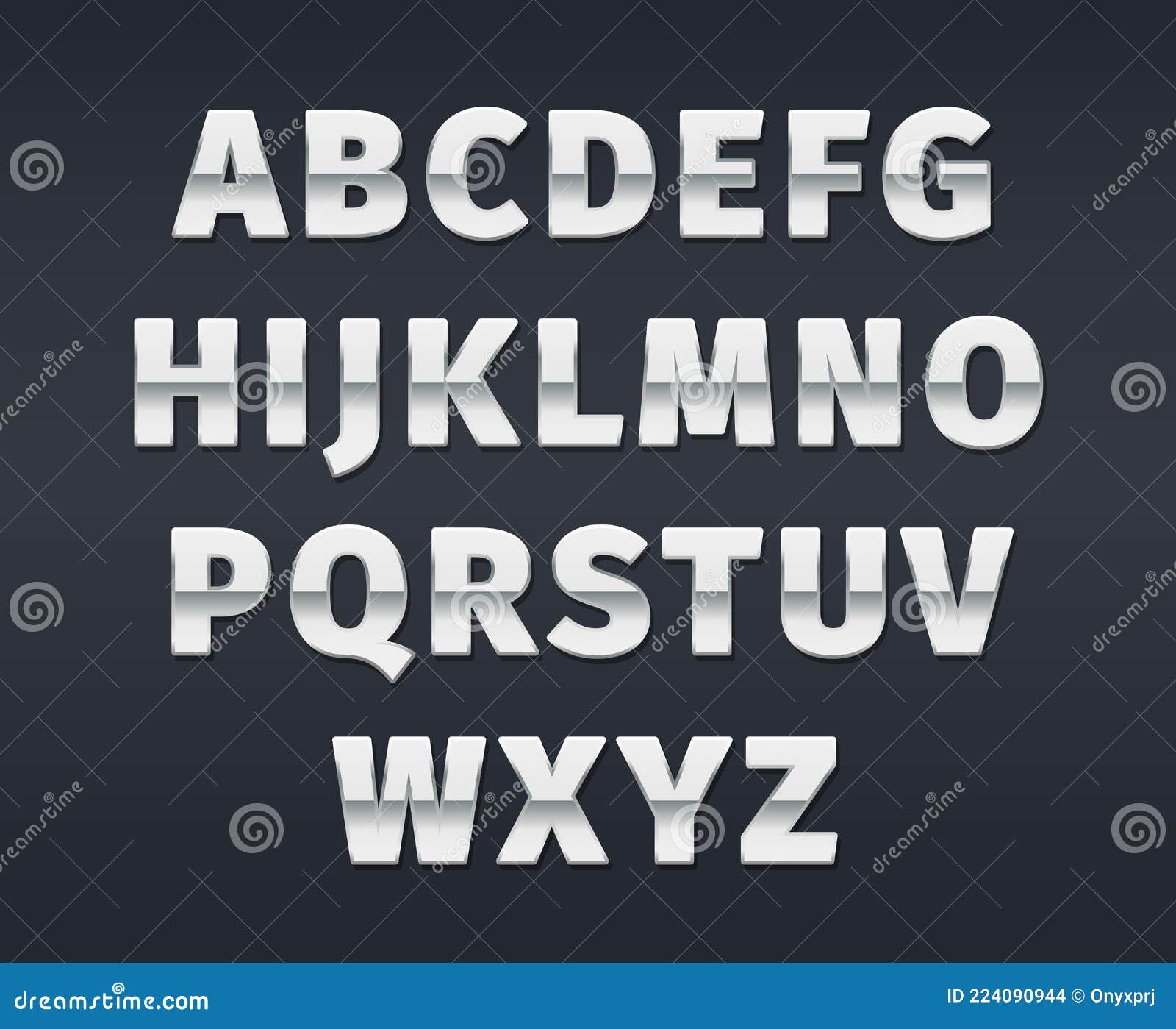 Silver Alphabet. 3d Text Templates Realistic Luxury Gradients Letters ...