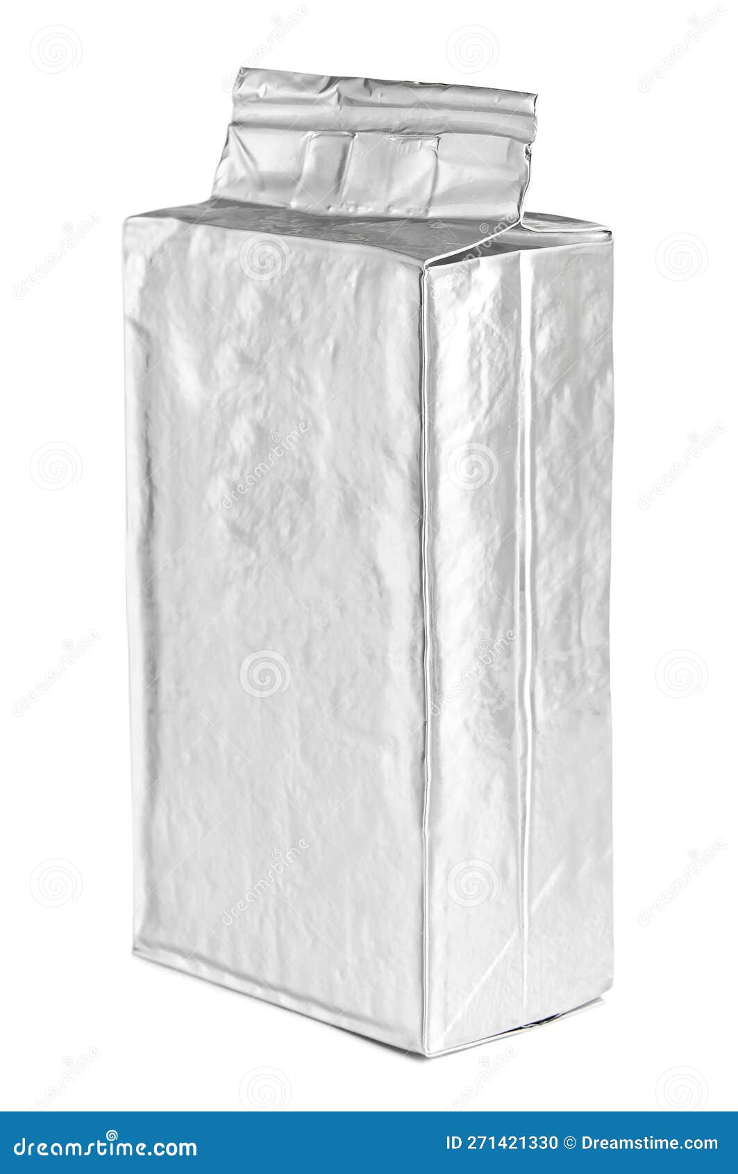 Silver Aluminum Coffee Pack on White Stock Photo - Image of foil, blank ...