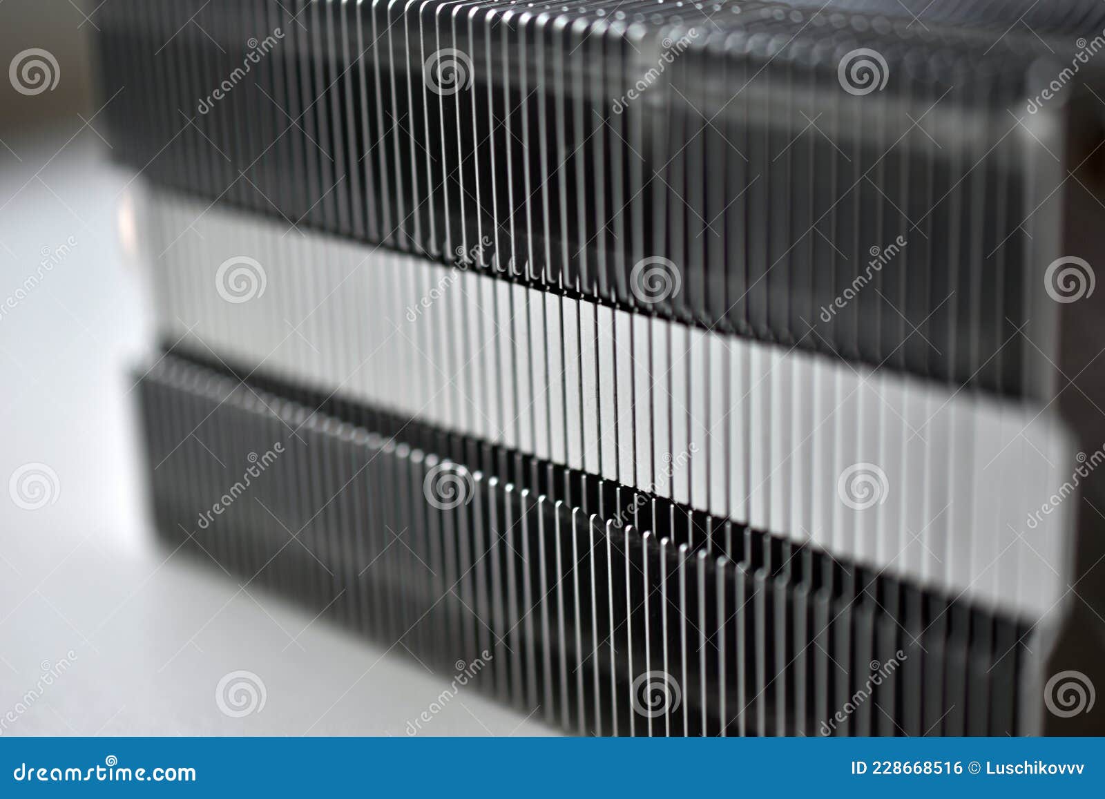 Silver Aluminum CPU Radiator with Copper Cooling Tubes Close-up Stock ...