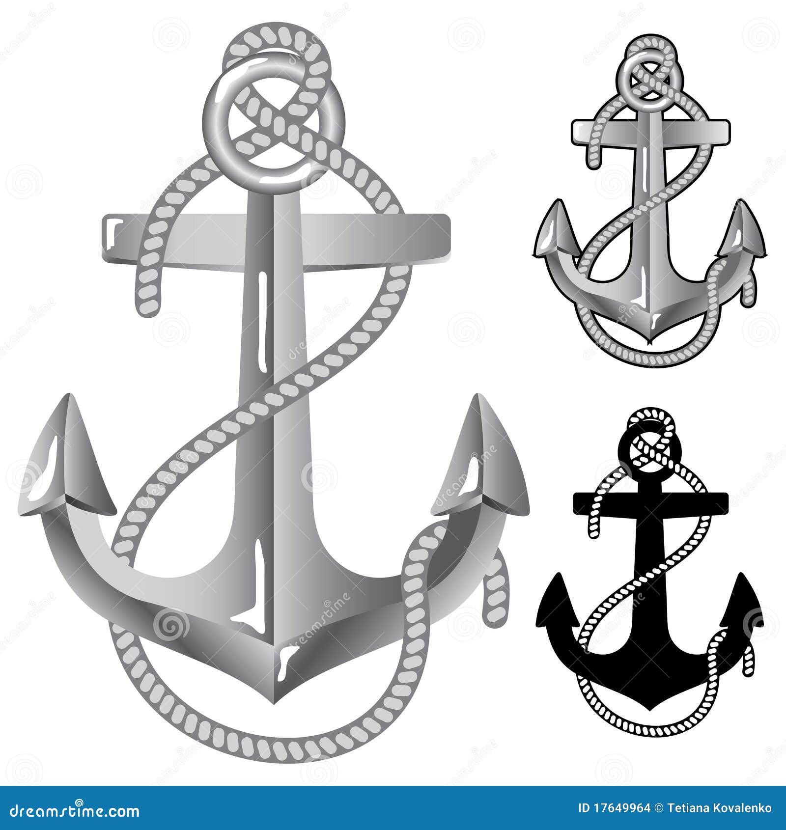 Silver anchor. stock vector. Illustration of sailor, nautical - 17649964