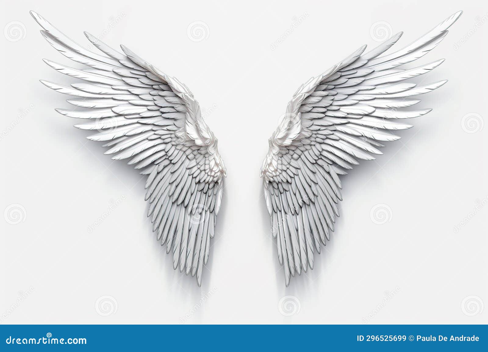Silver Angel Wings on a White Background Stock Illustration ...