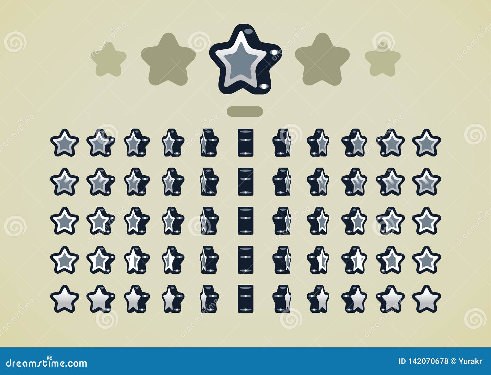 Silver Animated Stars for Video Games Stock Vector - Illustration of ...
