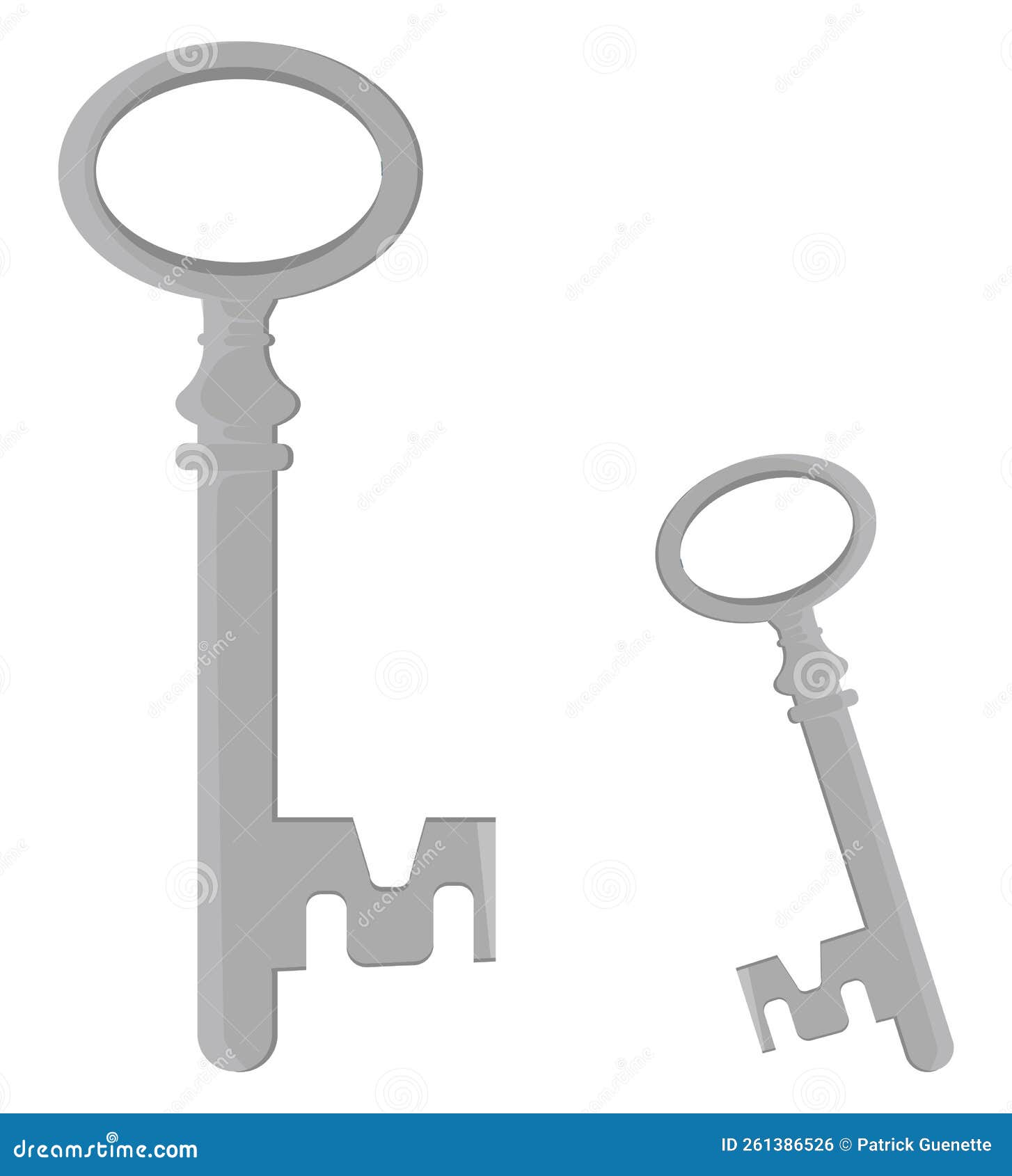 Silver antique keys, icon stock vector. Illustration of design - 261386526