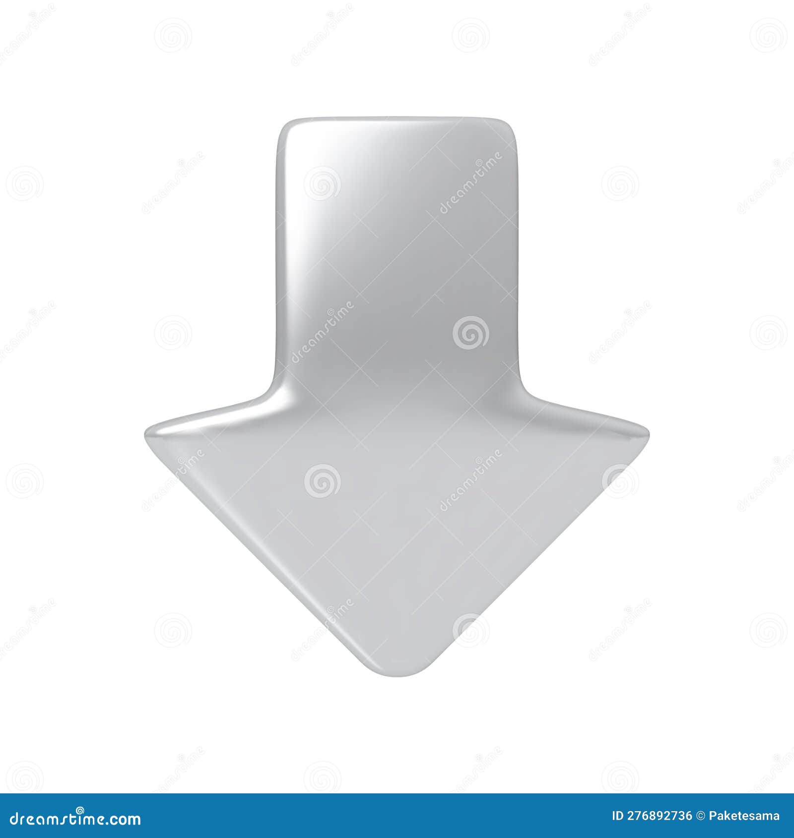 Silver Arrow Icon or Symbol with 3D Effect, Pointing Down Stock Vector ...
