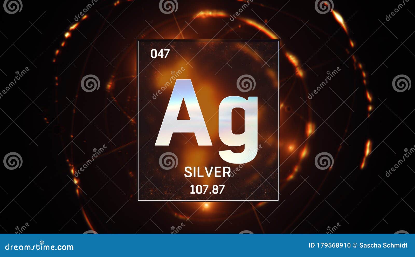 Silver As Element 47 of the Periodic Table 3D Illustration on Orange ...