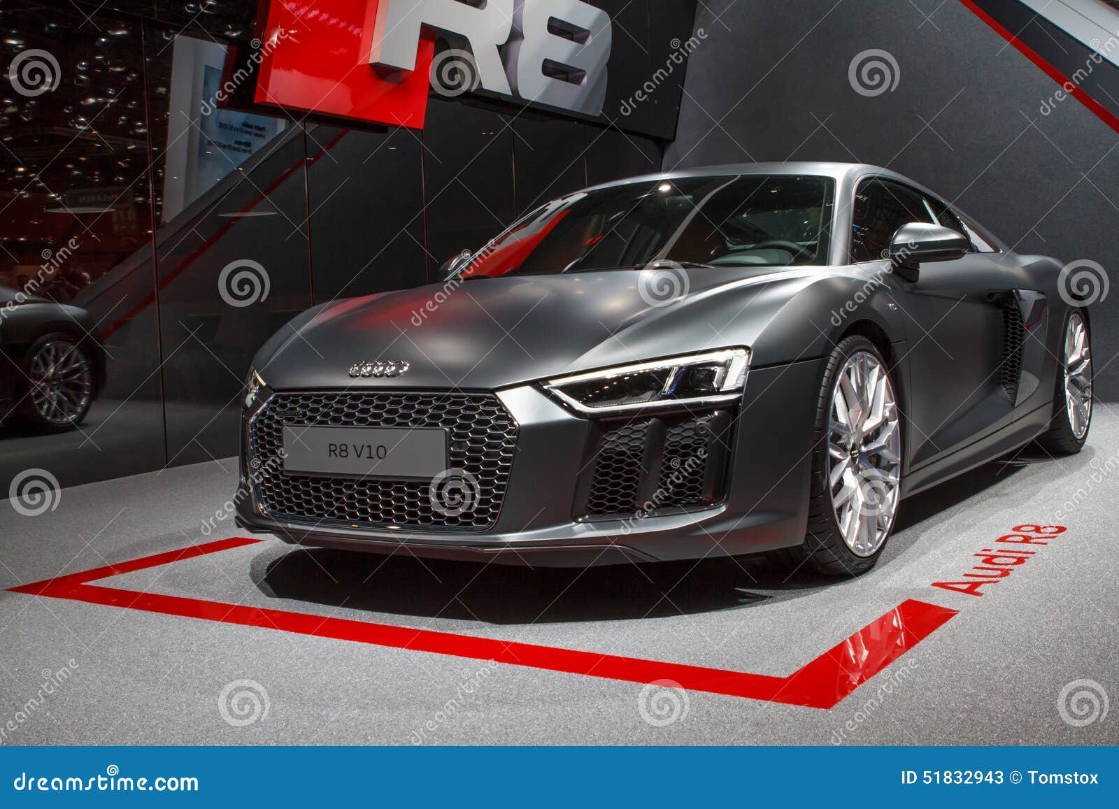 Silver Audi R8 V10 Geneva Motor Show 2015 Editorial Stock Photo - Image ...