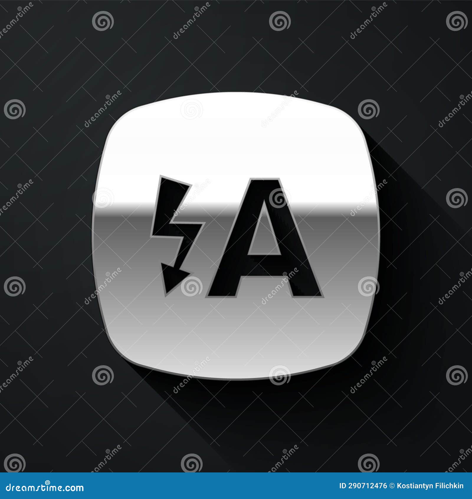 Silver Auto Flash Icon Isolated on Black Background. Automatic Flash ...
