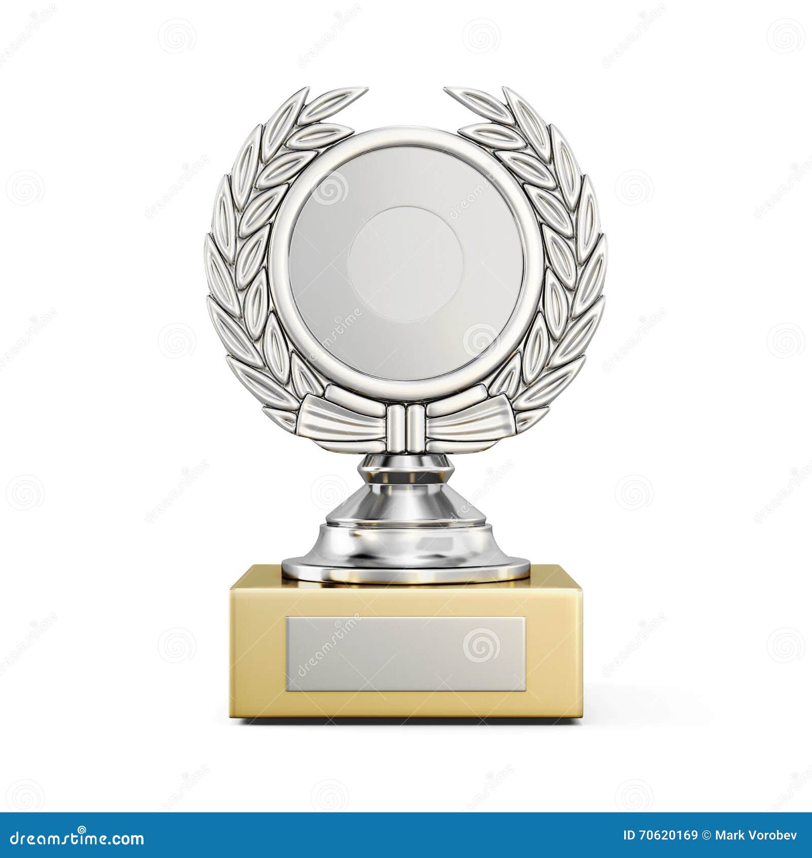 Silver Award with a Laurel Wreath Isolated on White Background.3d ...