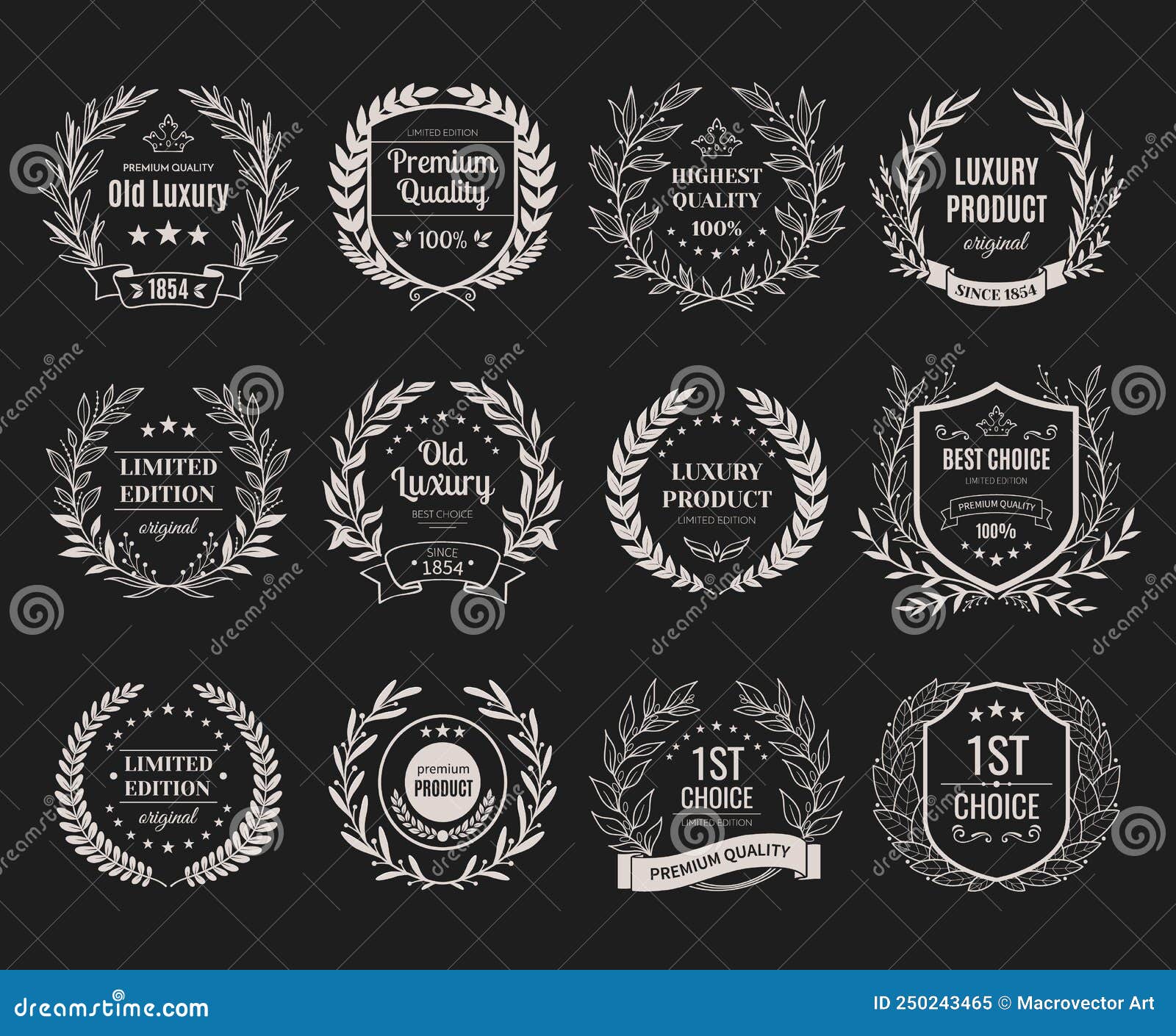 Silver Awards Emblems Realistic Set Stock Vector - Illustration of ...