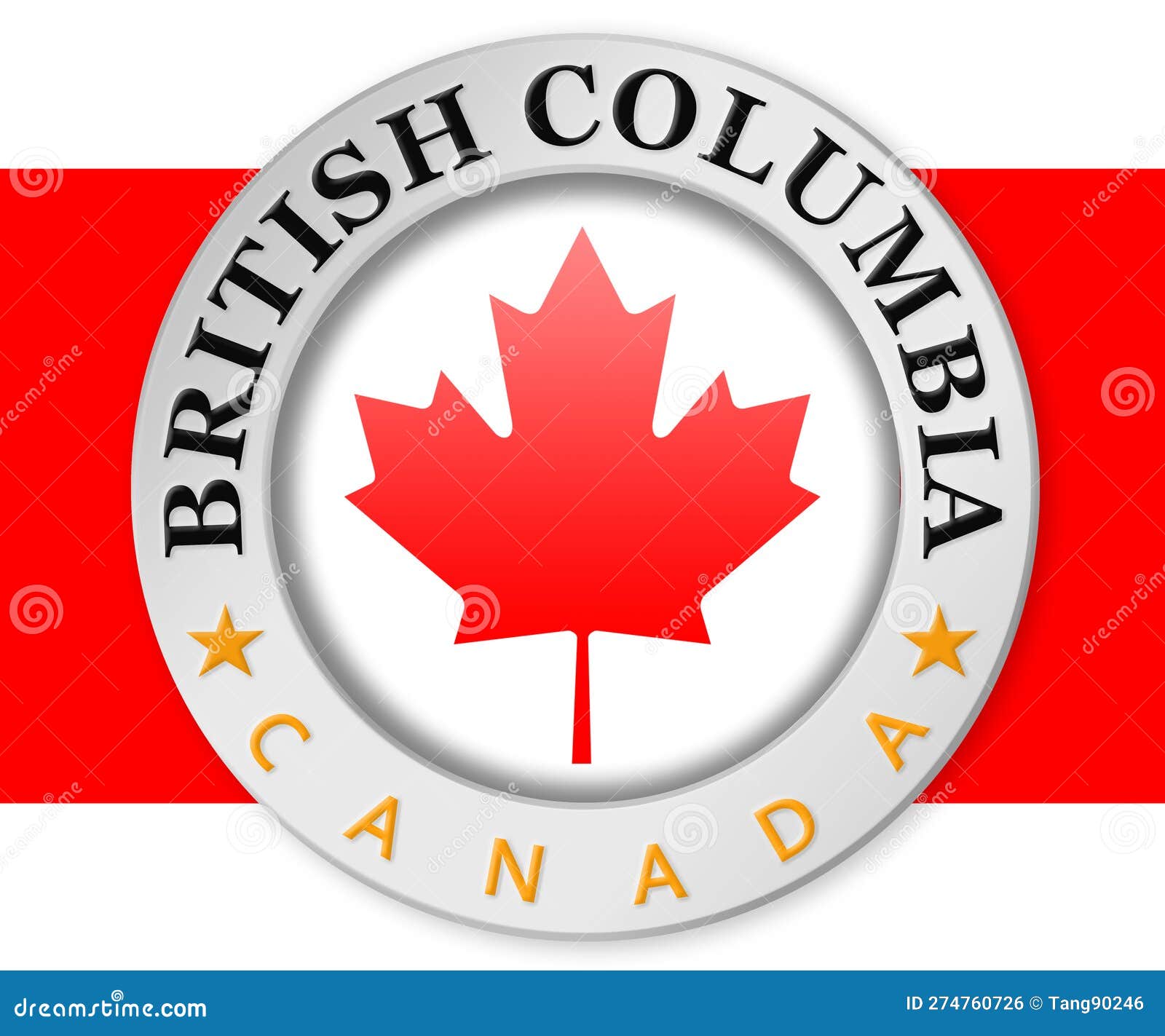 Silver Badge with British Columbia and Canada Flag Stock Illustration ...