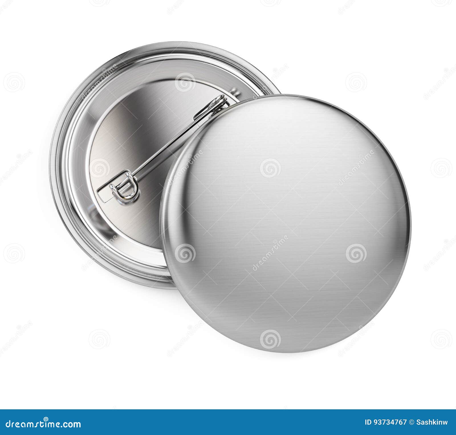 Silver Badge Pin Brooch Isolated on White Mock-up Stock Illustration ...