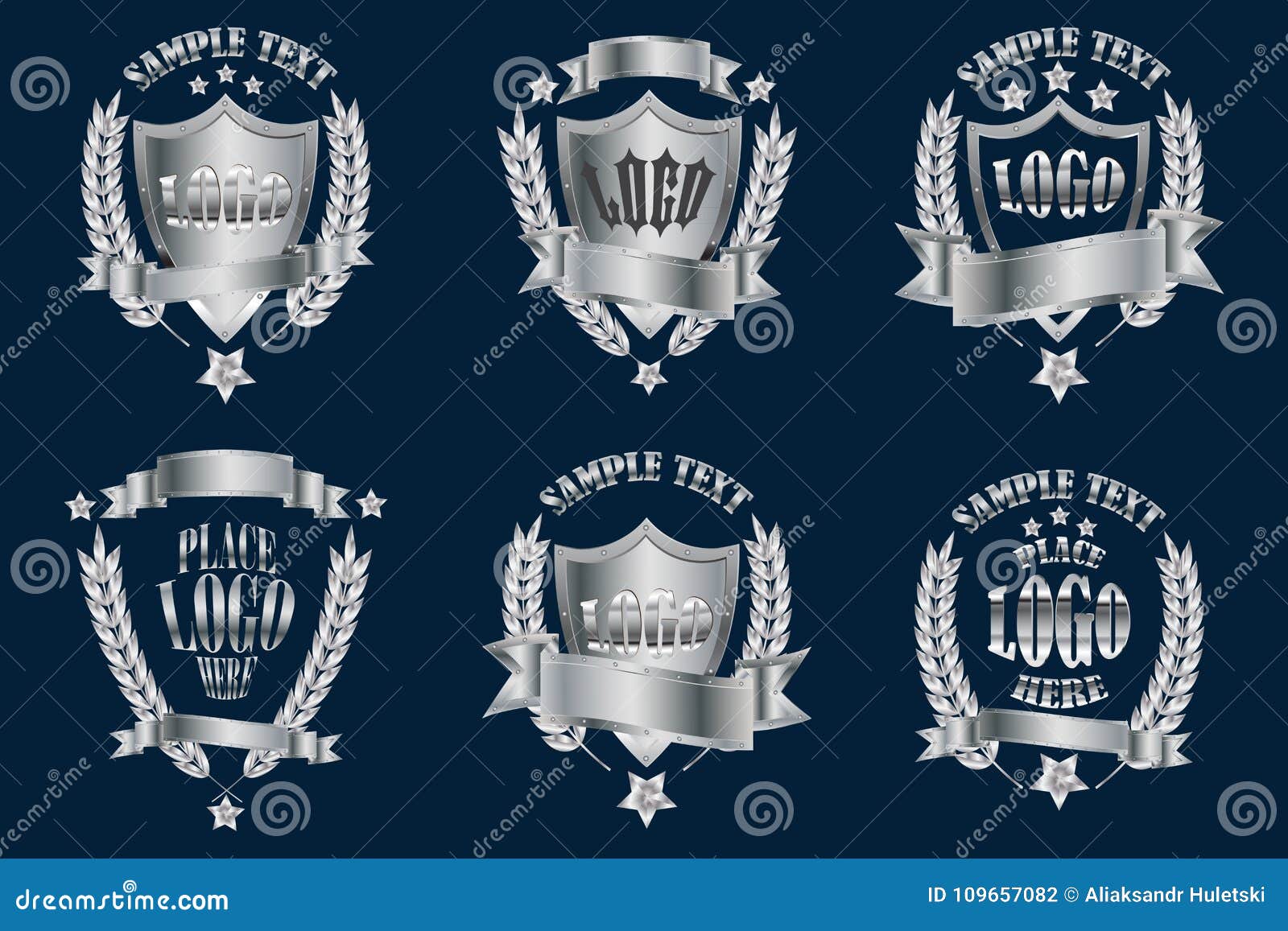 Silver_badge_set ilustración del vector. Ilustración de objeto - 109657082