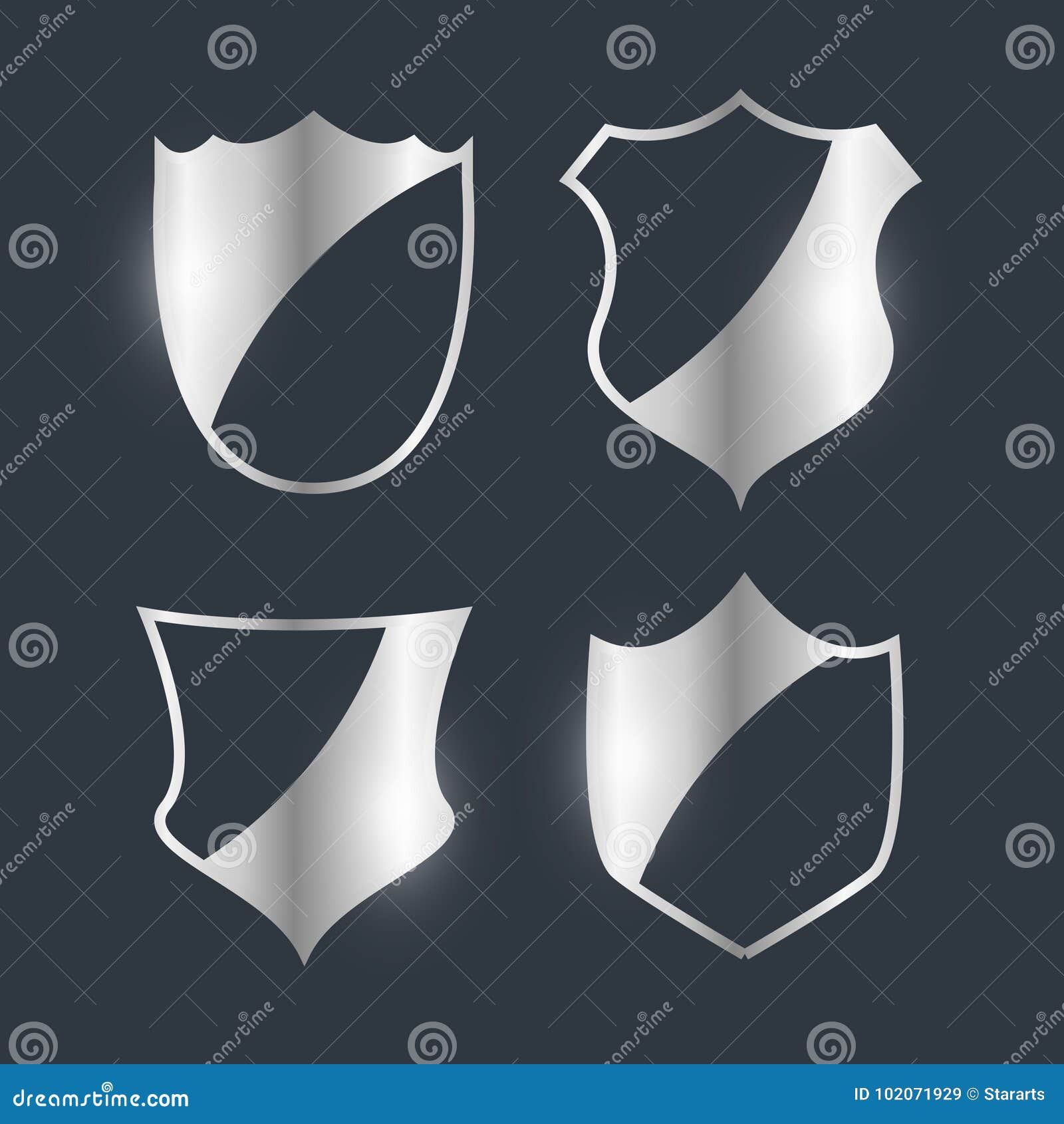 Silver Badges Emblem Design Set Stock Vector - Illustration of shield ...