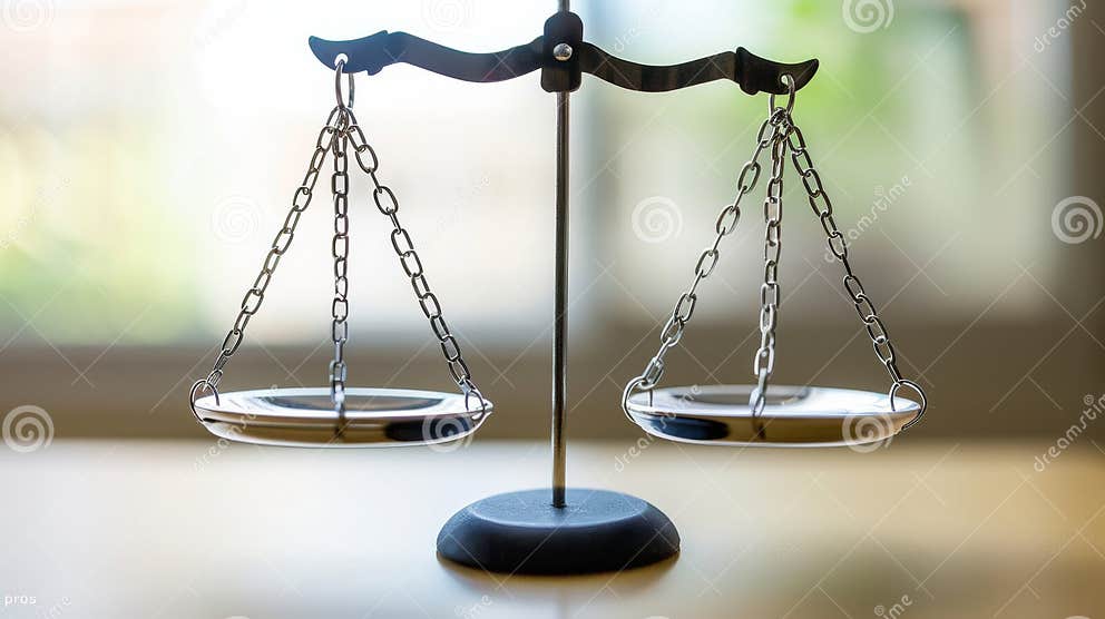 Silver Balance Scale with Empty Pans on Table Stock Illustration ...