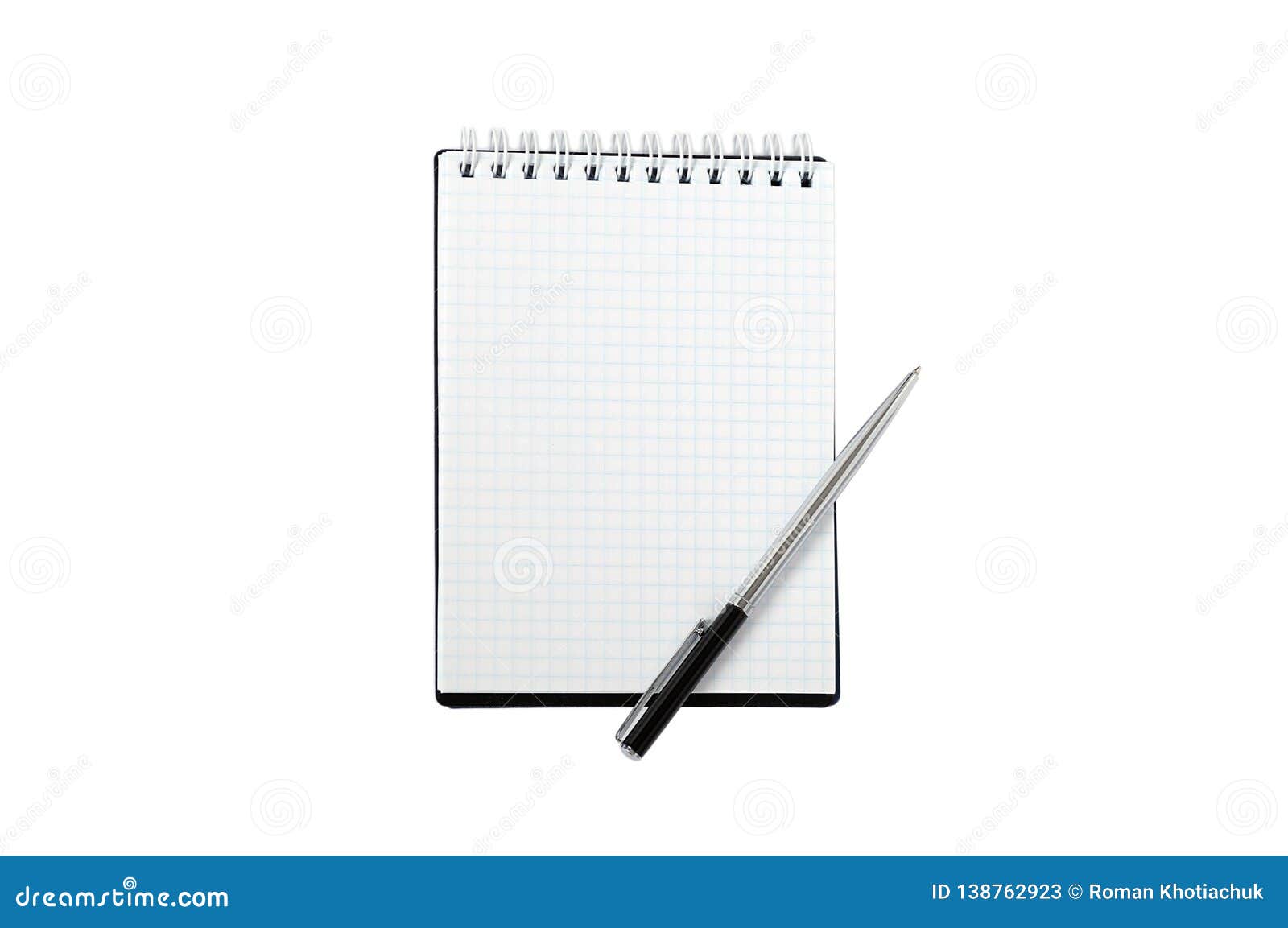 Silver Ballpoint Pen on Open Notebook. Isolated. Stock Image - Image of ...
