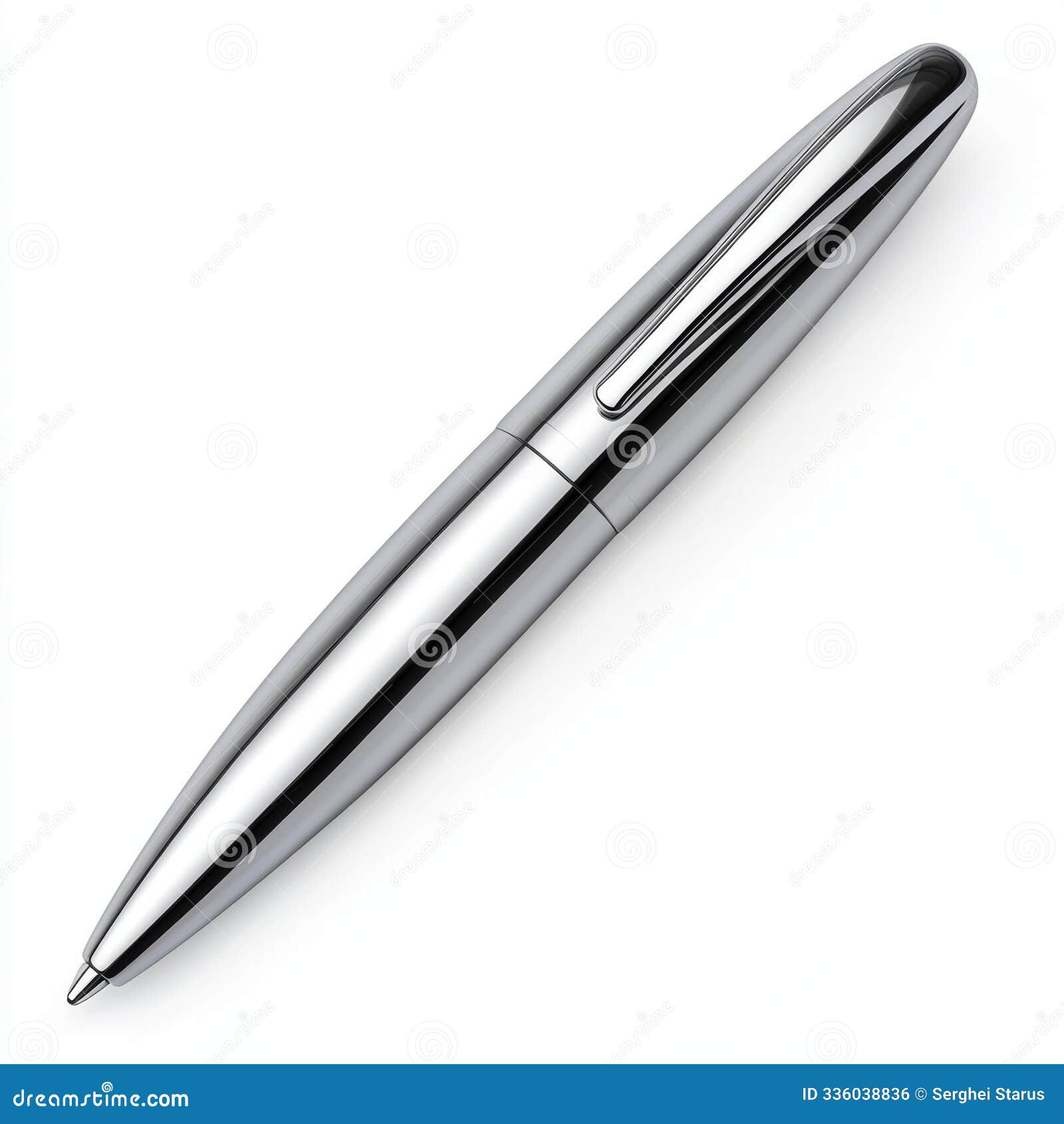 A Silver Ballpoint Pen on a White Surface with No Background, AI Stock ...