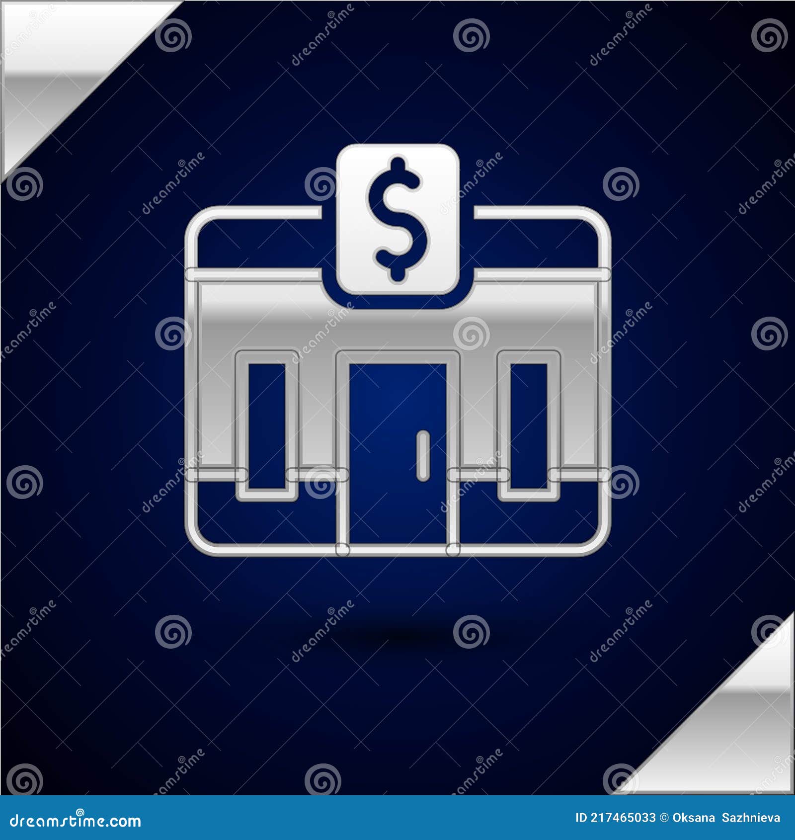 Silver Bank Building Icon Isolated on Dark Blue Background. Vector ...