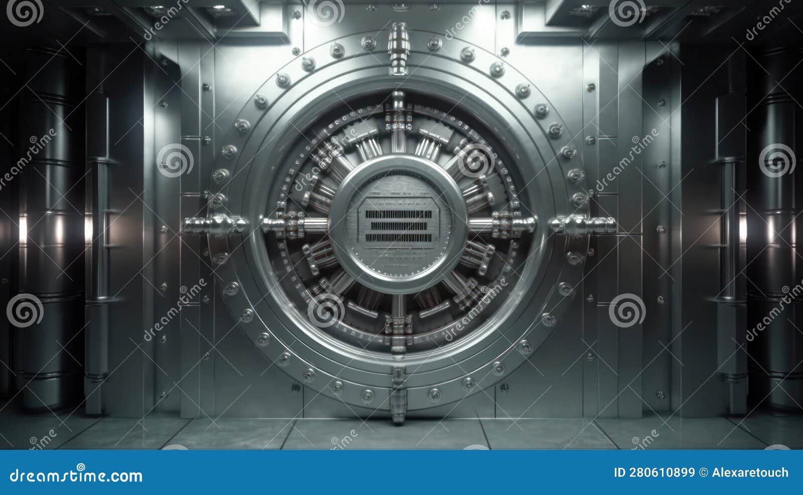 Silver bank vault front stock illustration. Illustration of treasure ...