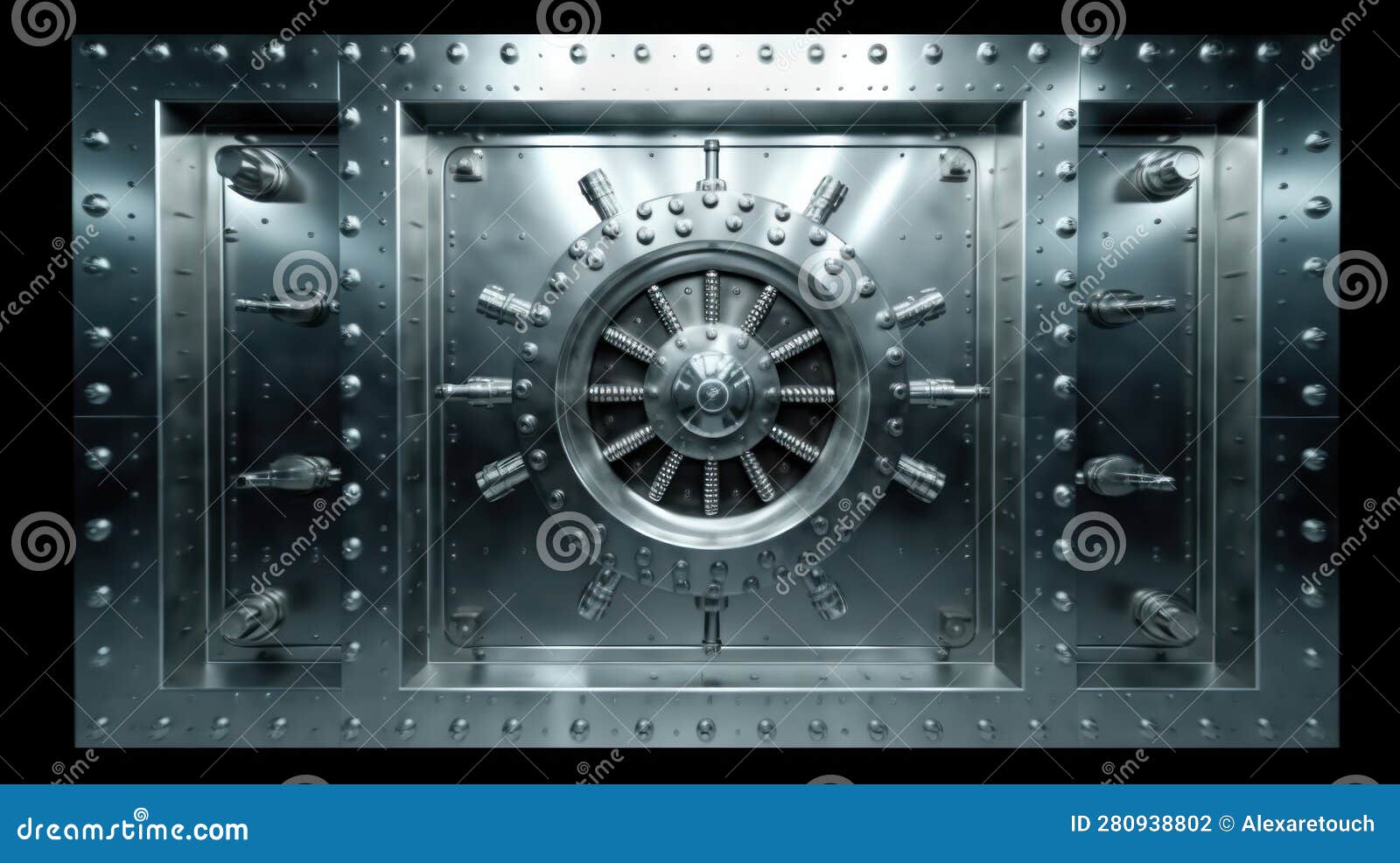 Silver bank vault front stock illustration. Illustration of lock ...