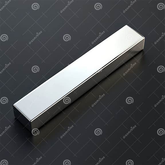 Silver Bar Lying on a Smooth Black Surface with Reflections and Shadows ...