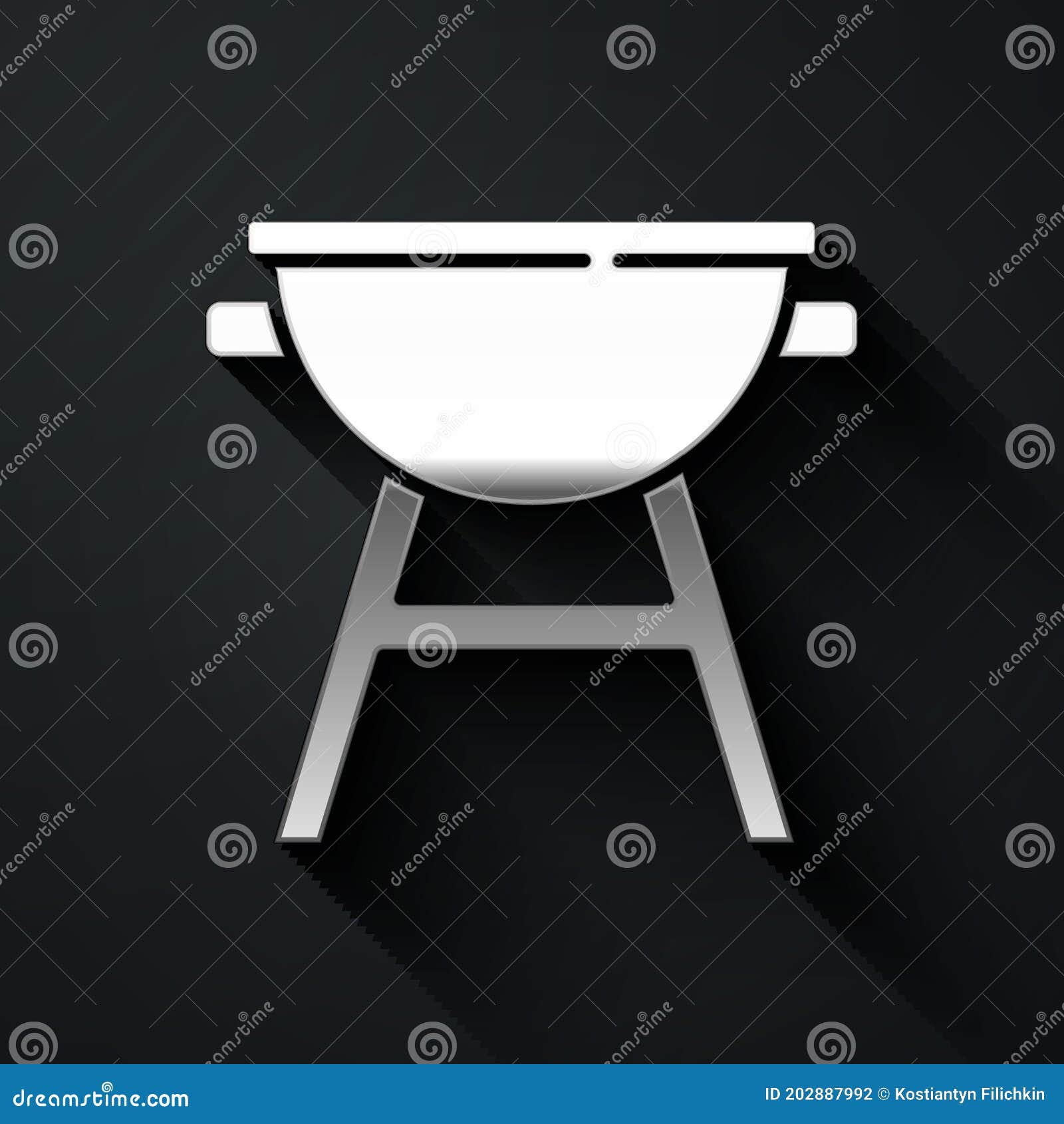 Silver Barbecue Grill Icon Isolated on Black Background. BBQ Grill ...