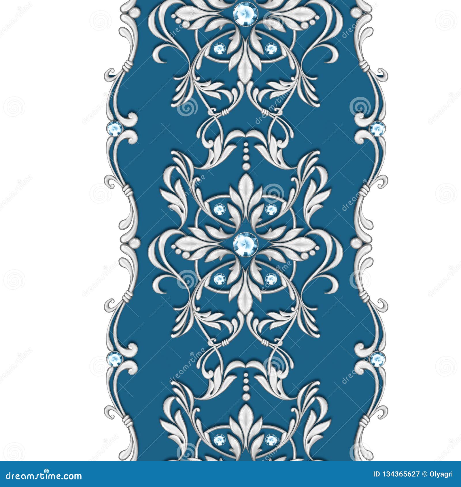 Silver Baroque Seamless Border Stock Illustration - Illustration of ...
