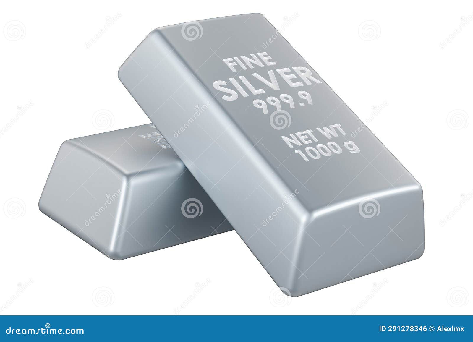 Silver Bars, Silver Ingots. 3D Rendering Stock Illustration ...