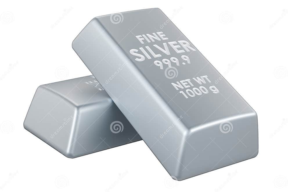 Silver Bars, Silver Ingots. 3D Rendering Stock Illustration ...