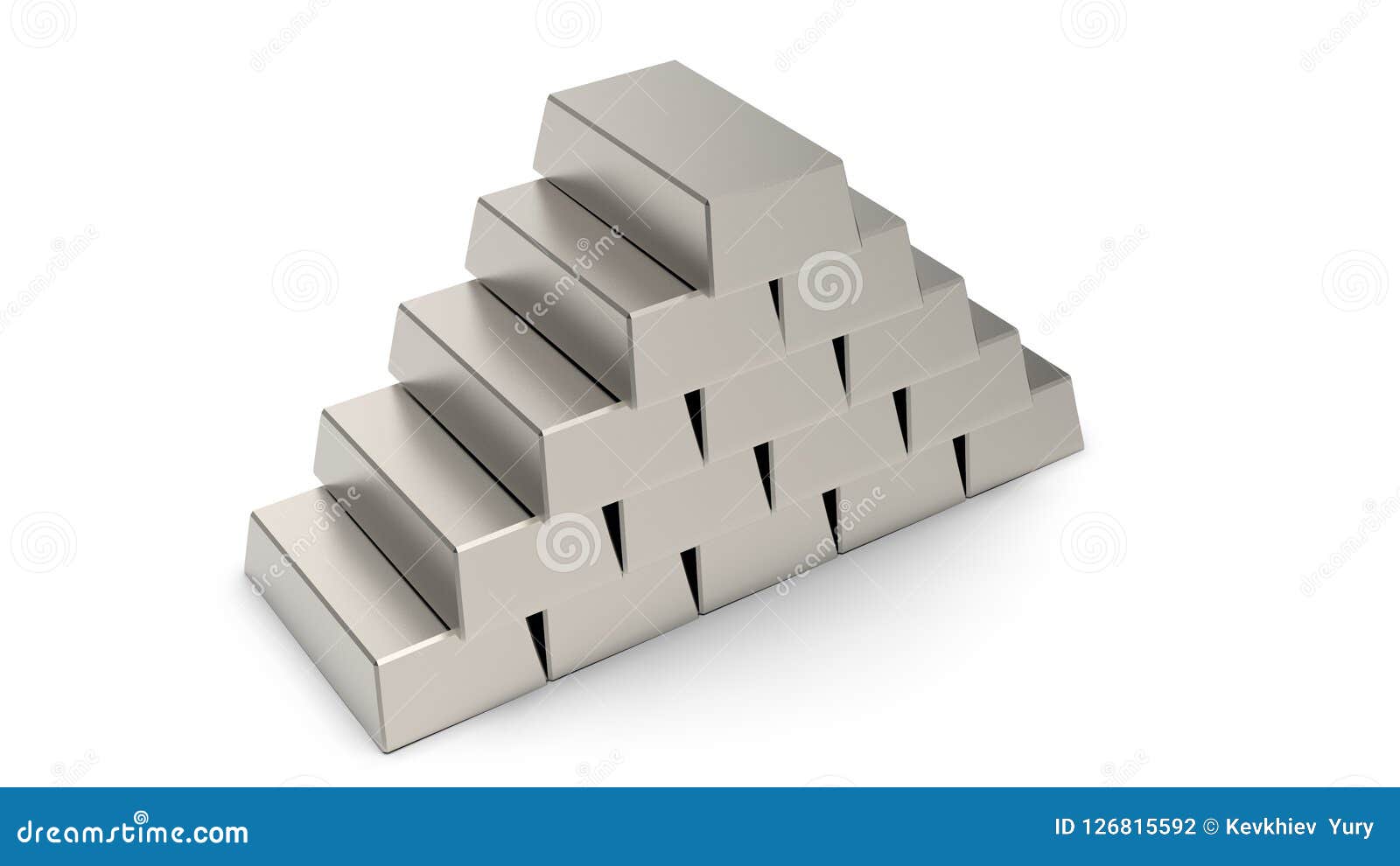 Silver Bars Pyramid 3D Rendering Stock Illustration - Illustration of ...