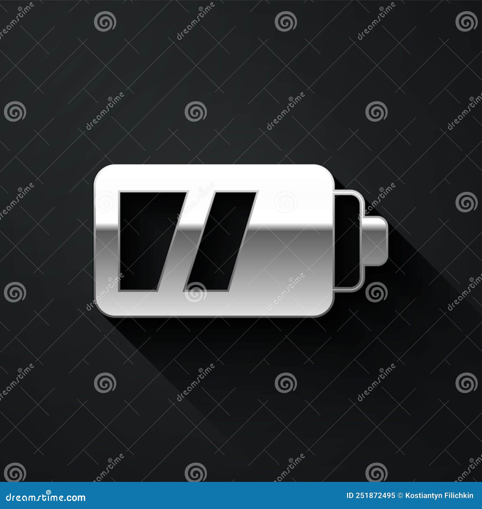 Silver Battery Icon Isolated On Black Background. Lightning Bolt Symbol ...