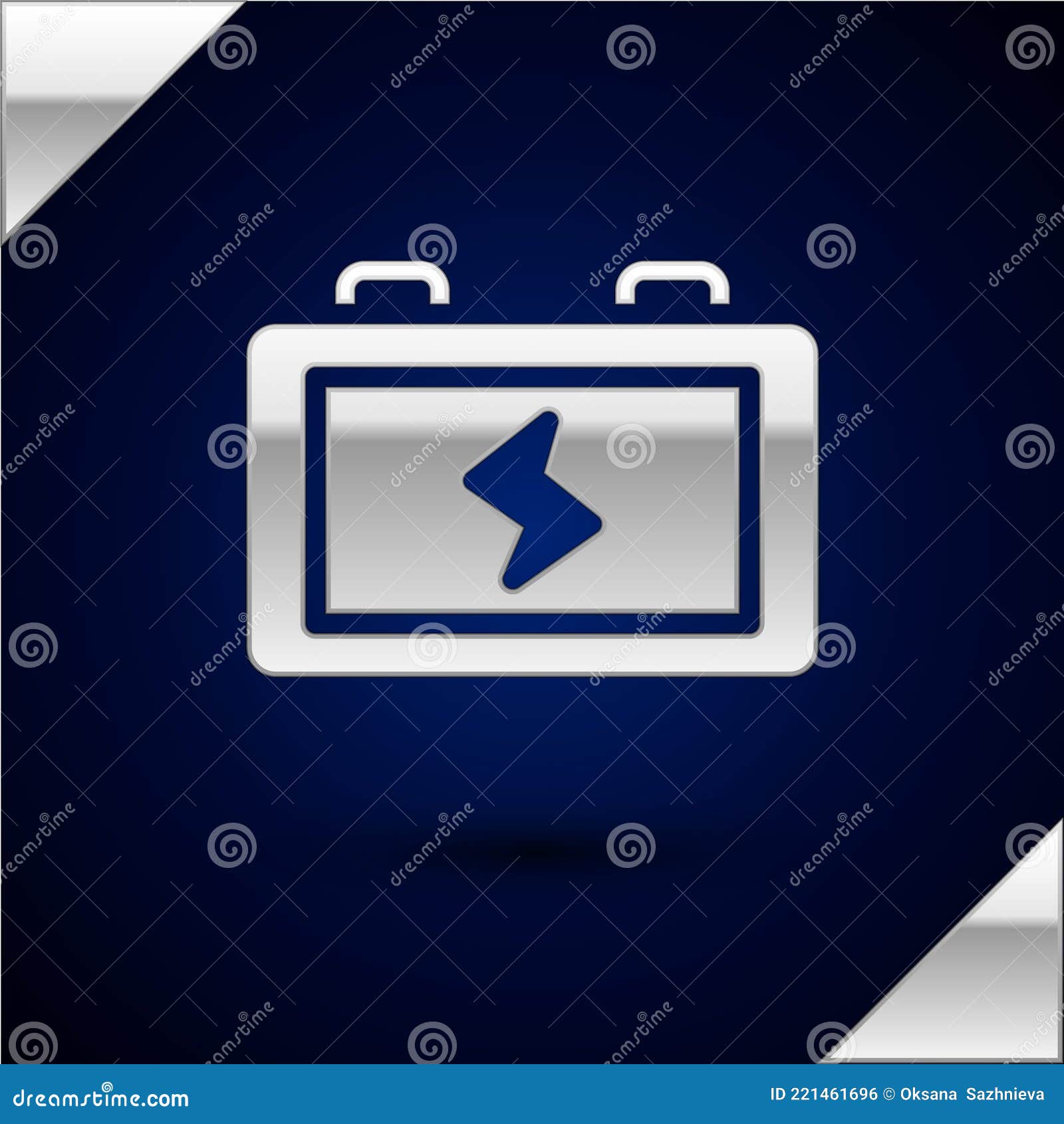 Silver Battery With Recycle Symbol Icon Isolated On Black Background ...