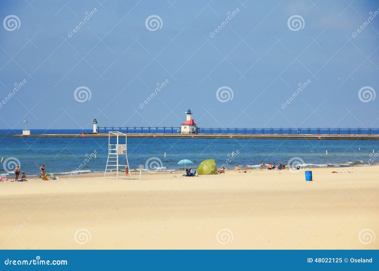 Silver Beach and St. Joseph Lighthouse Editorial Image - Image of ...