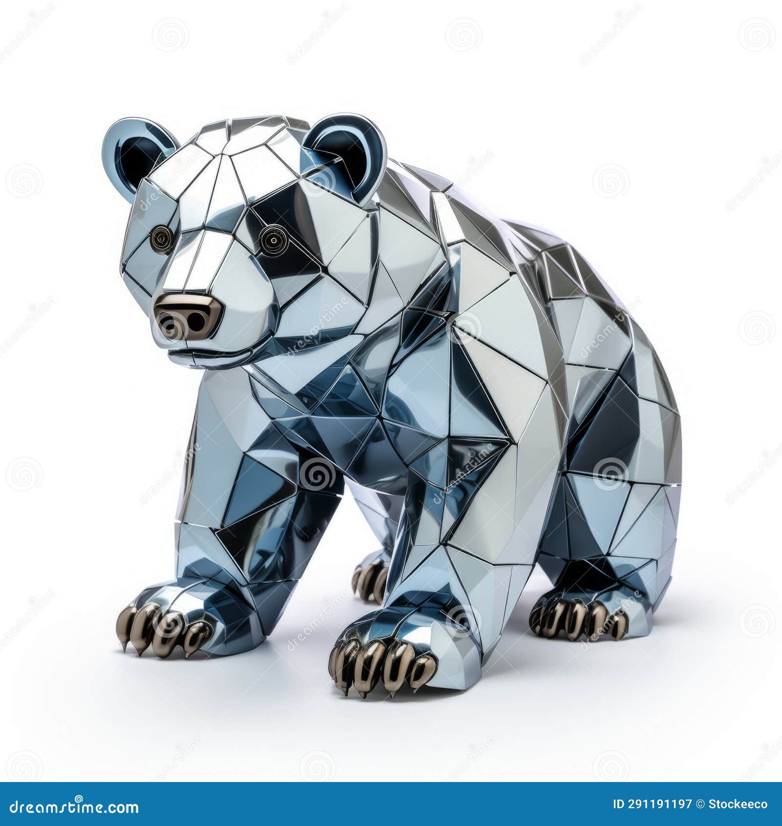 Silver Bear Geometric 3d Model with Cartoonish Realism Stock Illustration - Illustration of ...