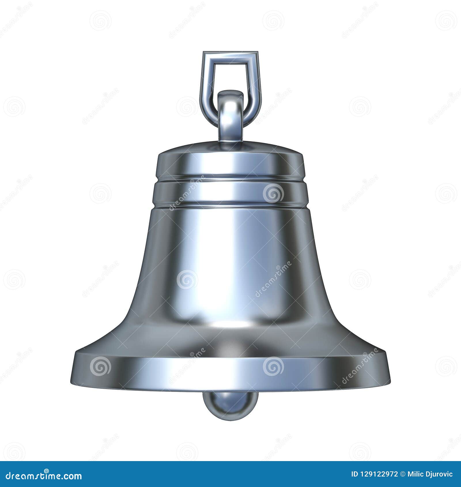 Silver bell 3D render stock illustration. Illustration of reminder ...