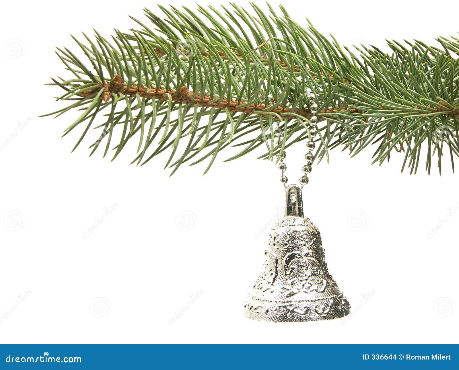 Silver bell decoration stock photo. Image of spruce, closeup - 336644