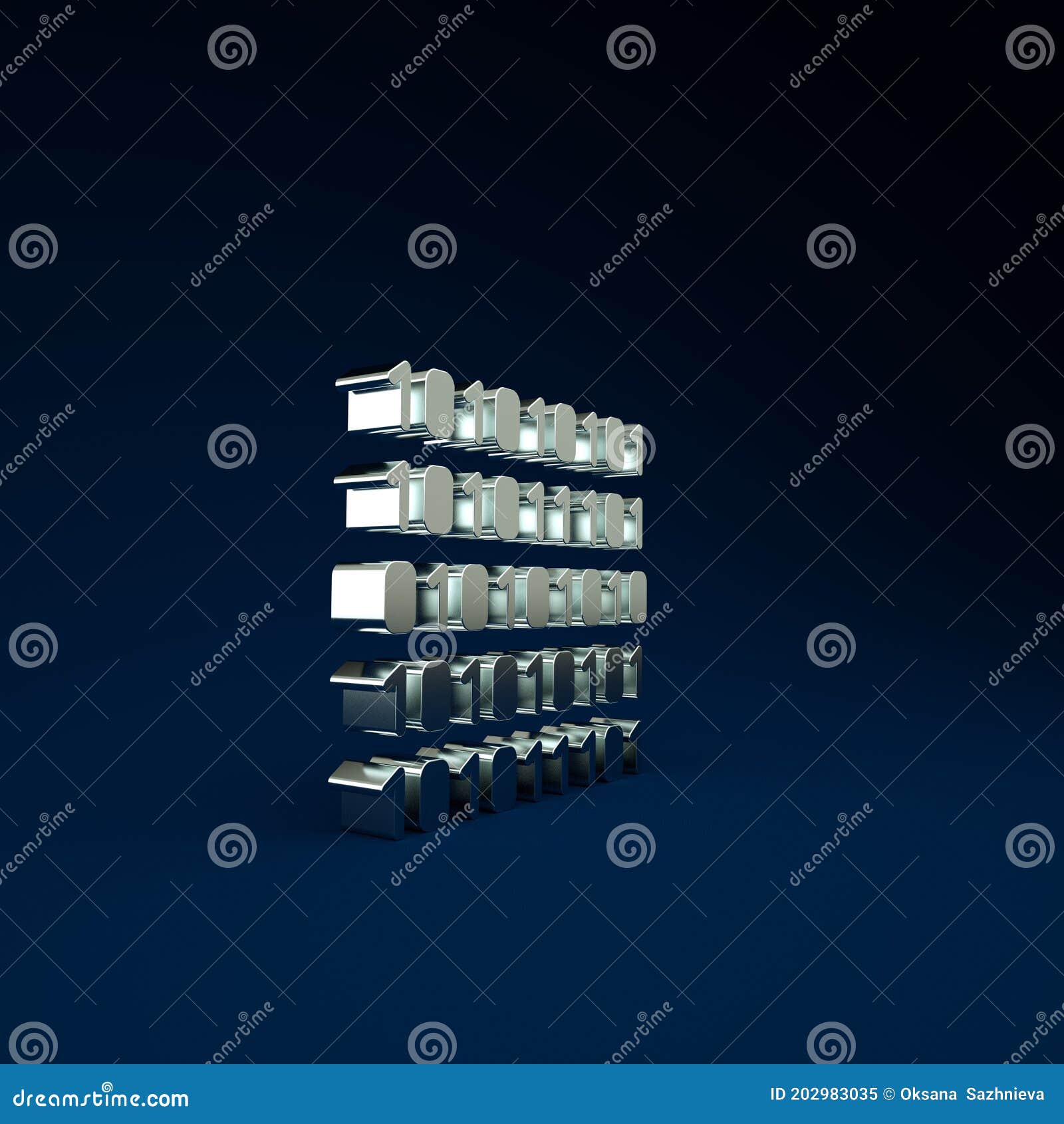 Silver Binary Code Icon Isolated on Blue Background. Minimalism Concept ...