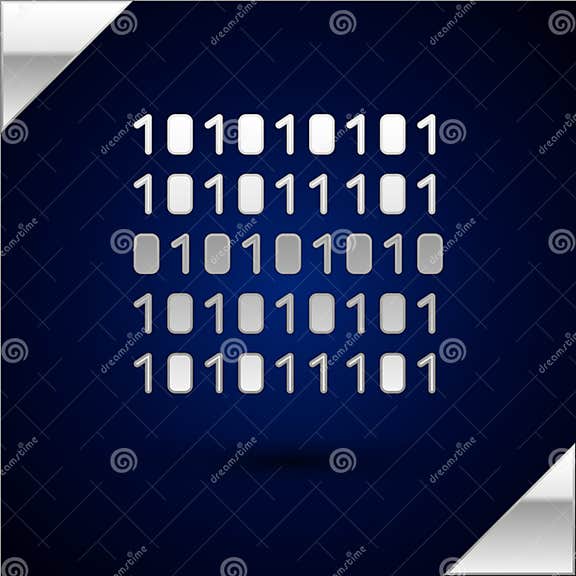 Silver Binary Code Icon Isolated on Dark Blue Background. Vector ...