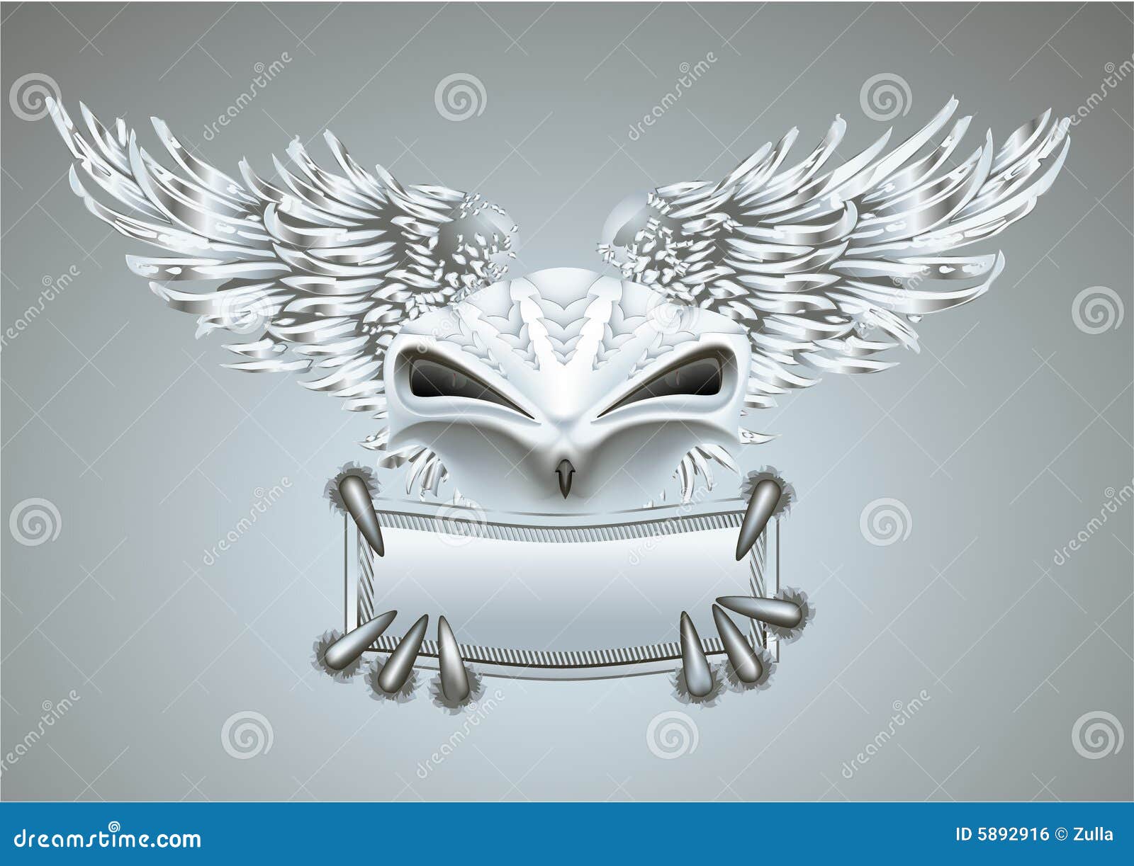 Silver bird stock vector. Illustration of medallion, chrome - 5892916