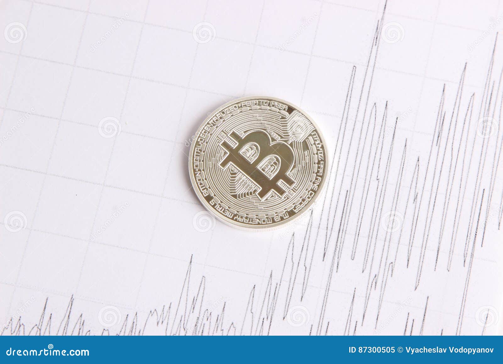 Silver Bitcoin on the Background Graphics Stock Image - Image of ...