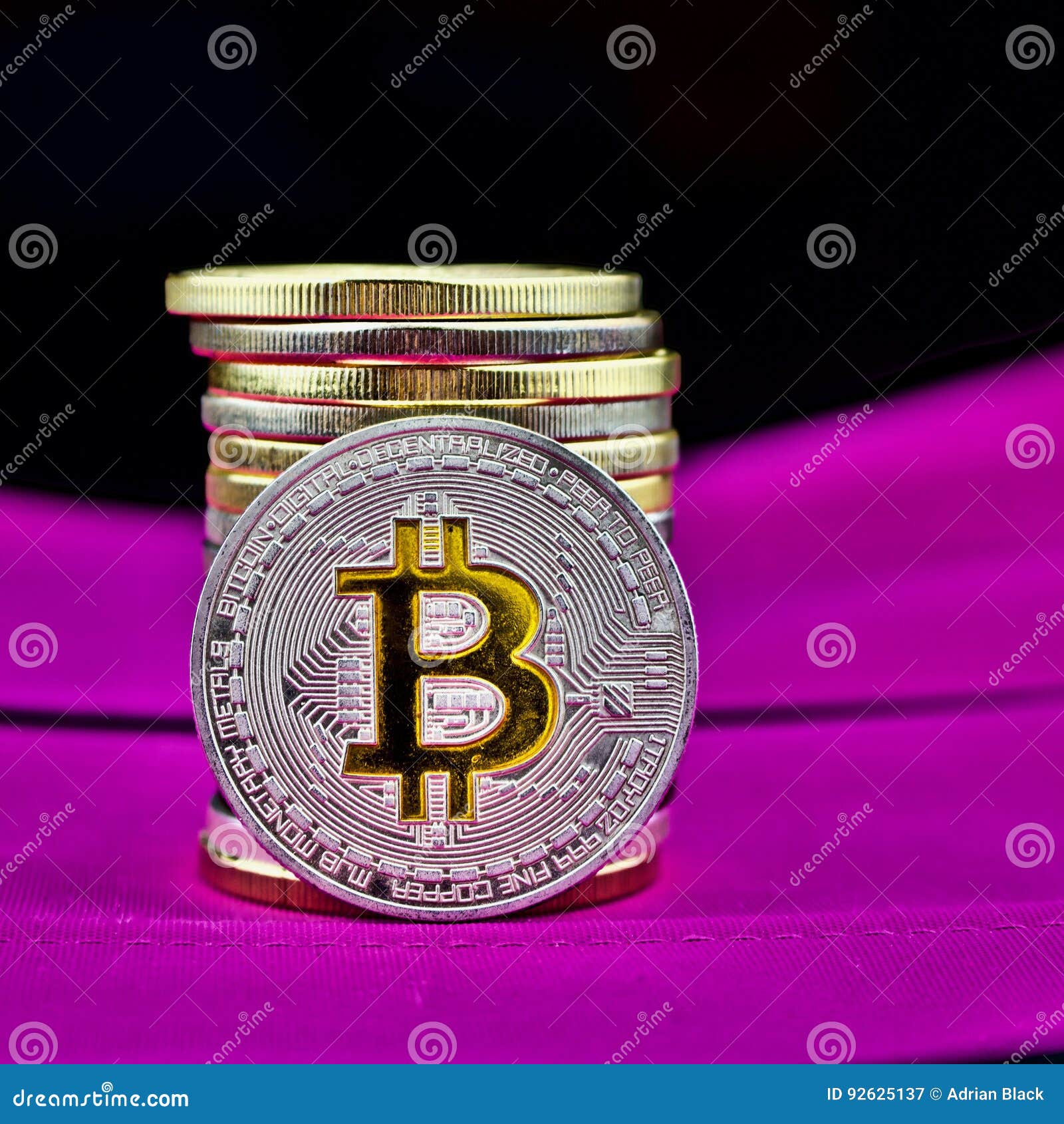 Silver bitcoin coin stock image. Image of bank, exchange - 92625137