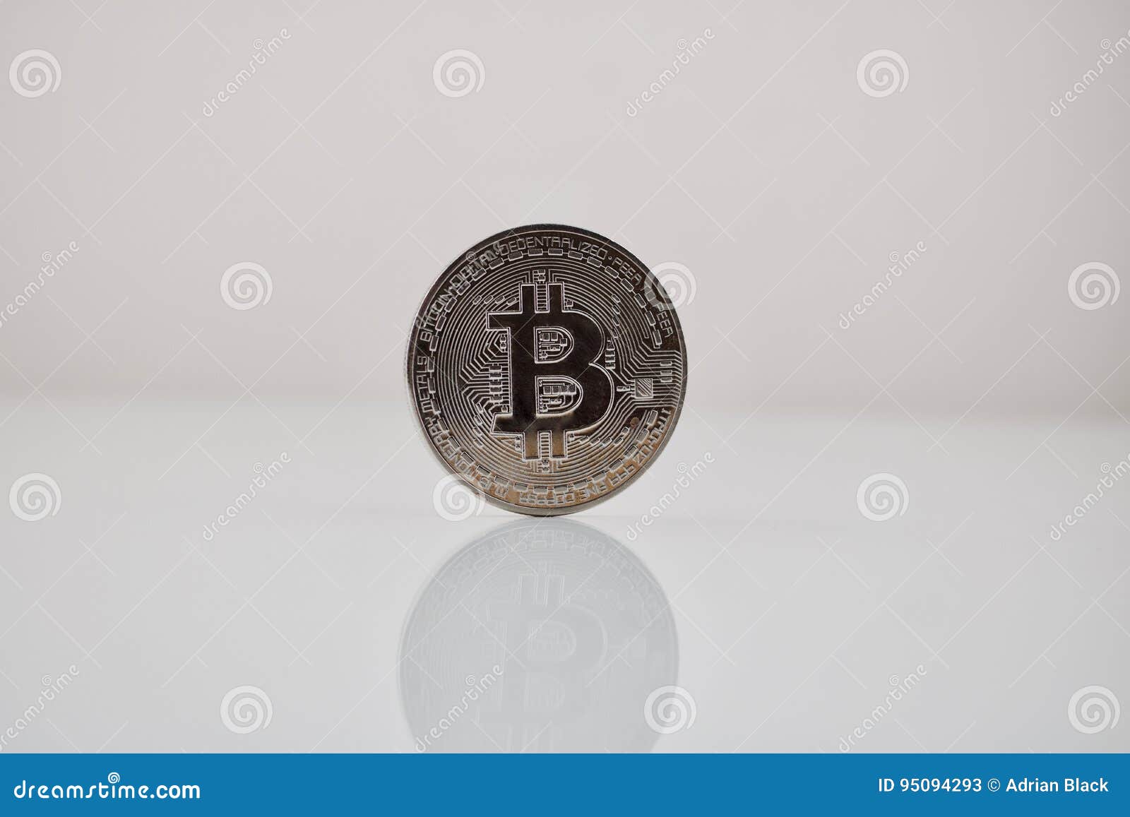 Silver bitcoin coin stock image. Image of online, value - 95094293
