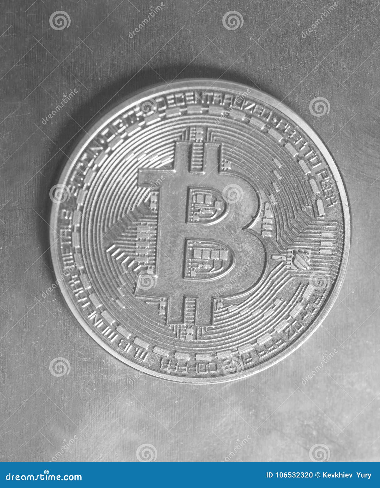 Silver Bitcoin coin stock photo. Image of icon, cryptography - 106532320