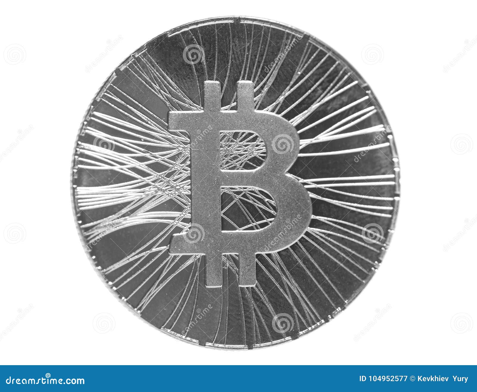 Silver Bitcoin coin stock image. Image of economy, market - 104952577