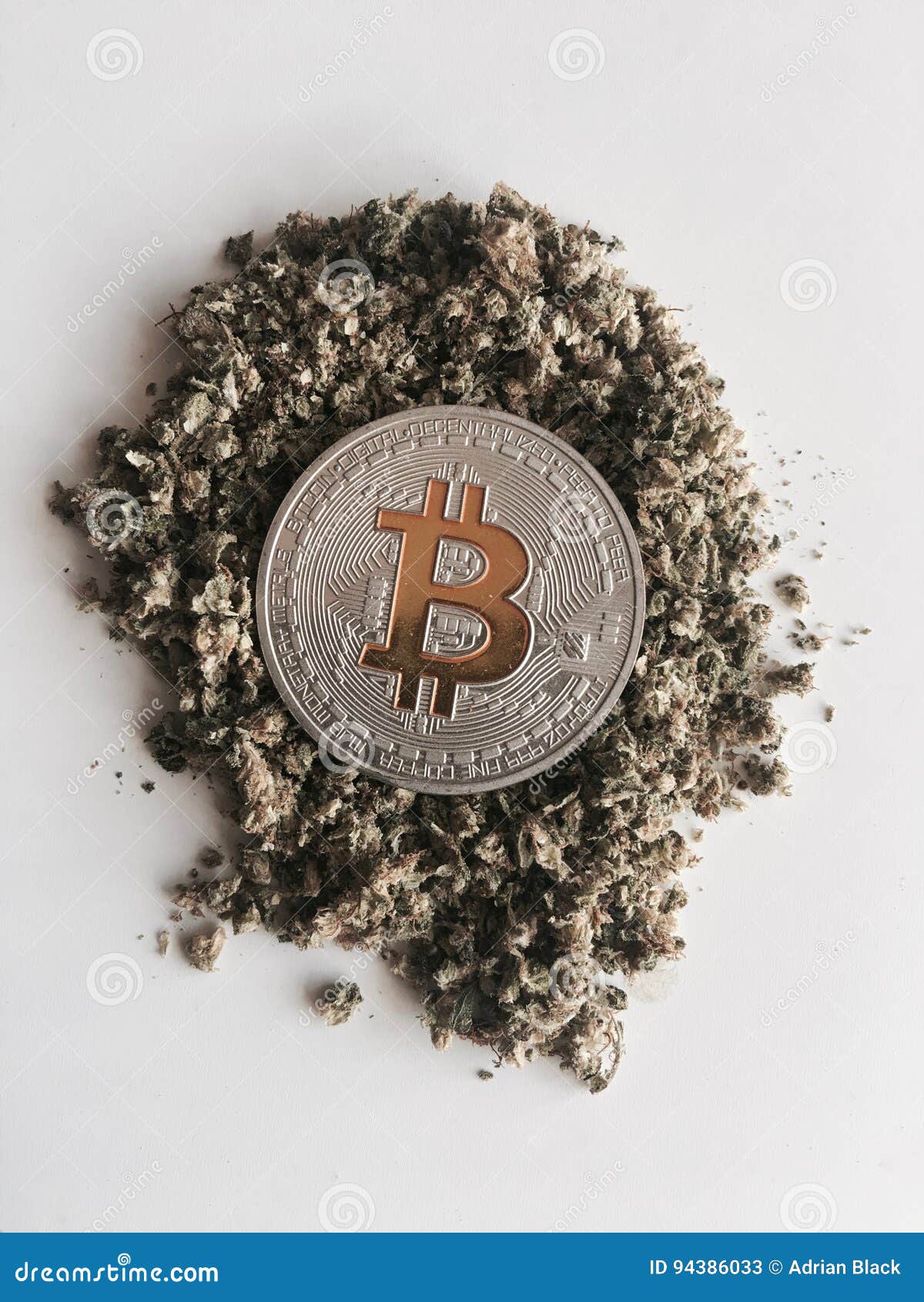 Silver Bitcoin Coin and Weed Stock Image - Image of addict, black: 94386033