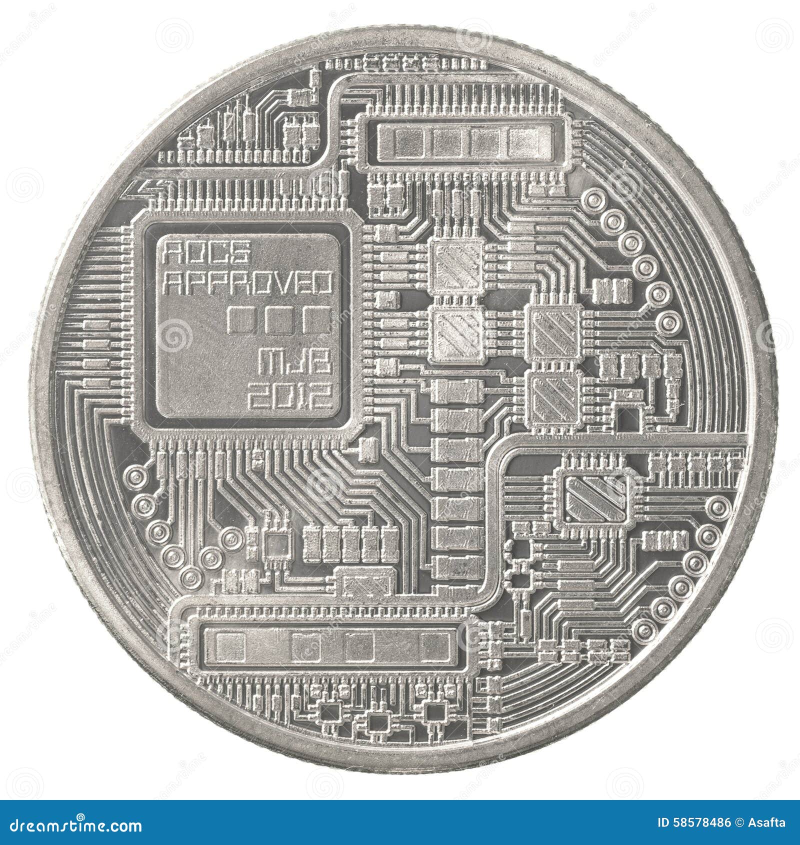 Silver bitcoin stock photo. Image of cash, financial - 58578486