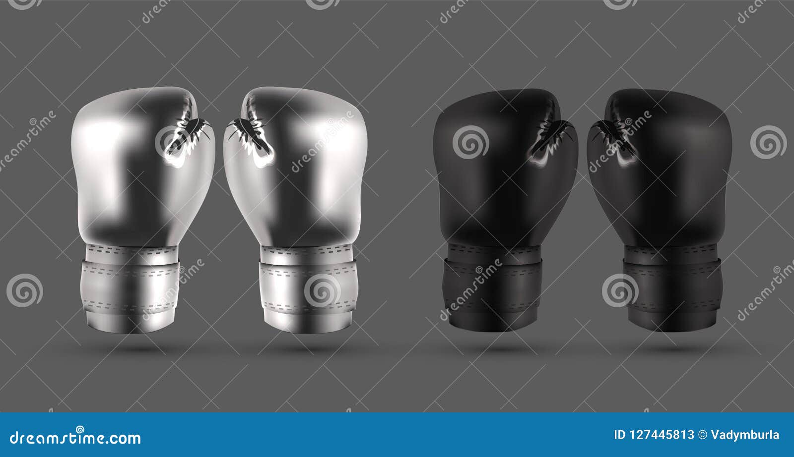Silver and Black Boxing Gloves Isolated on Gray Abstract Background ...
