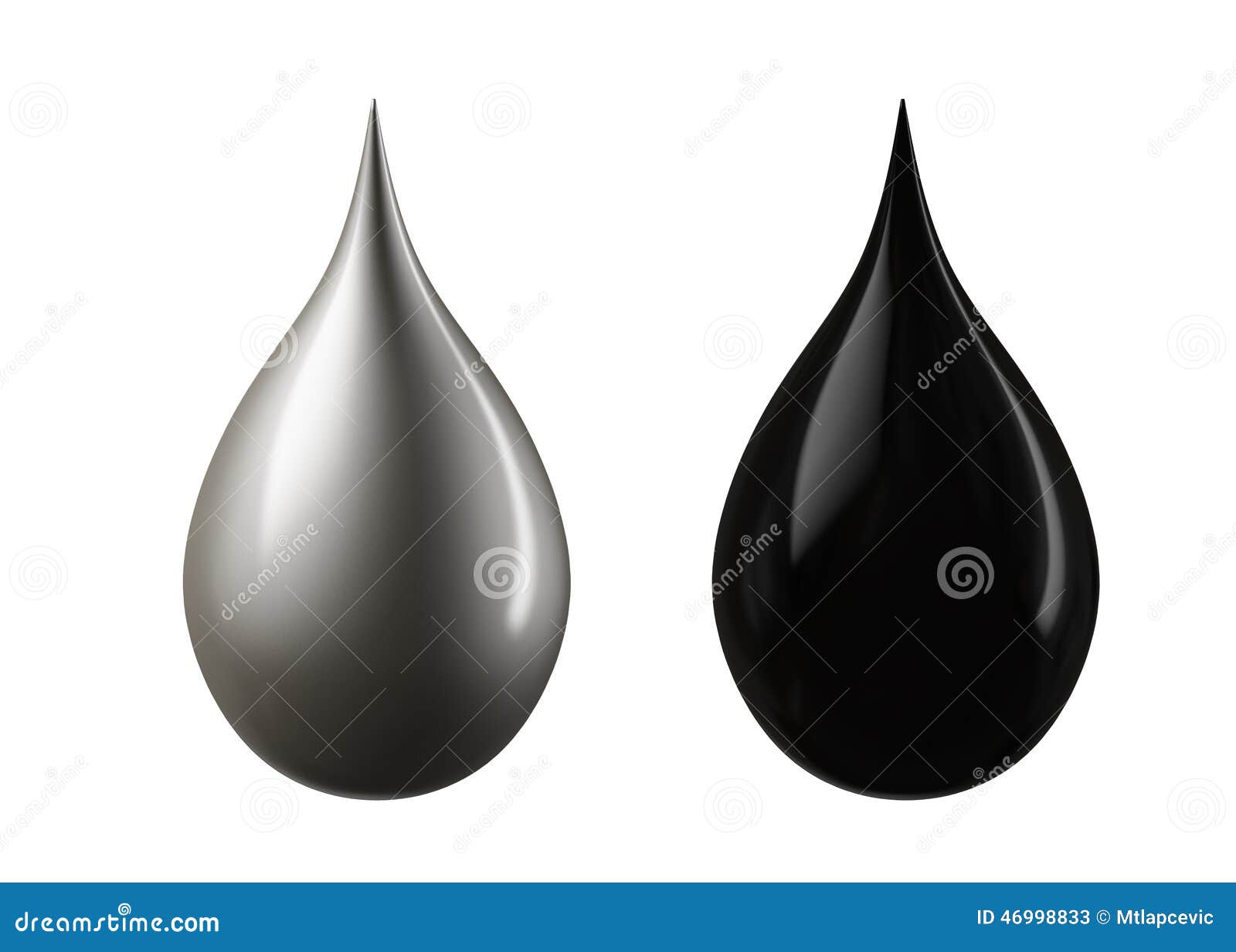 Silver and Black Droplet Isolated on White Background Stock ...